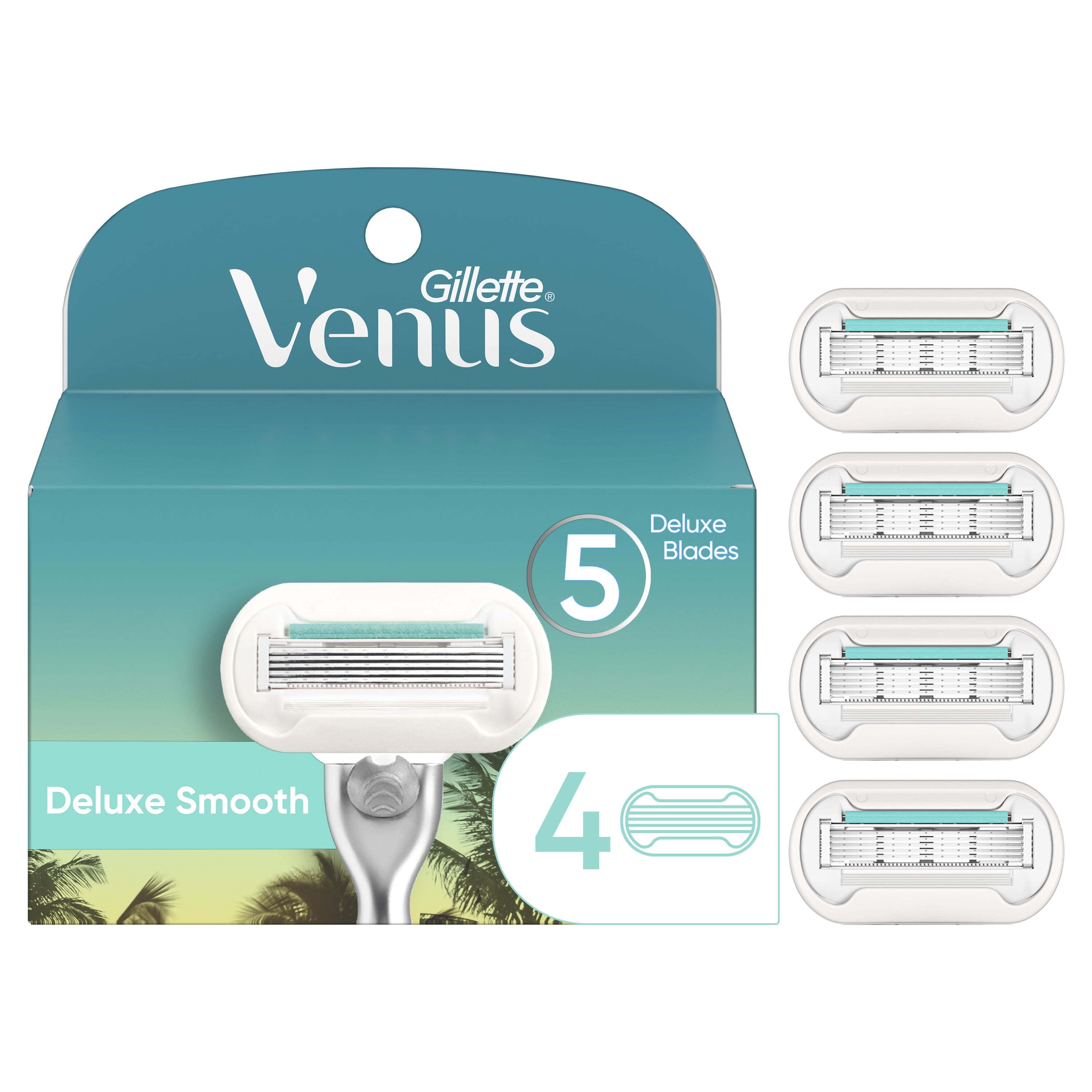 Venus Miami Sunrise Deluxe Smooth Sensitive Women's Razor Refills, 4 ...