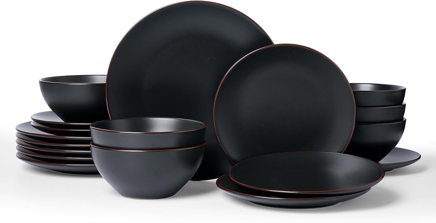 Venus Plates and Bowls Sets, 18 Pieces Stoneware Dinnerware Sets ...