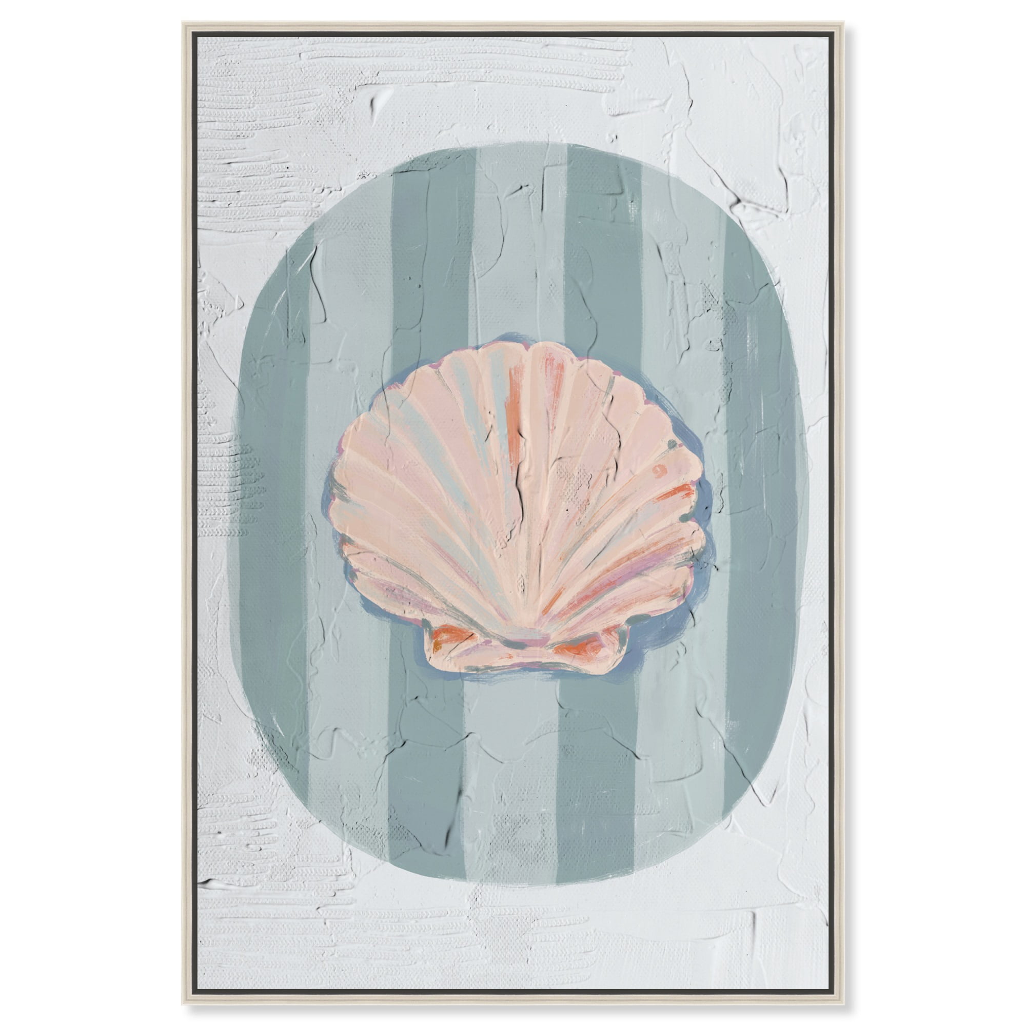 Venus Shell Canvas Trendy Coastal Print by Art Remedy, Silver Frame, 20 ...