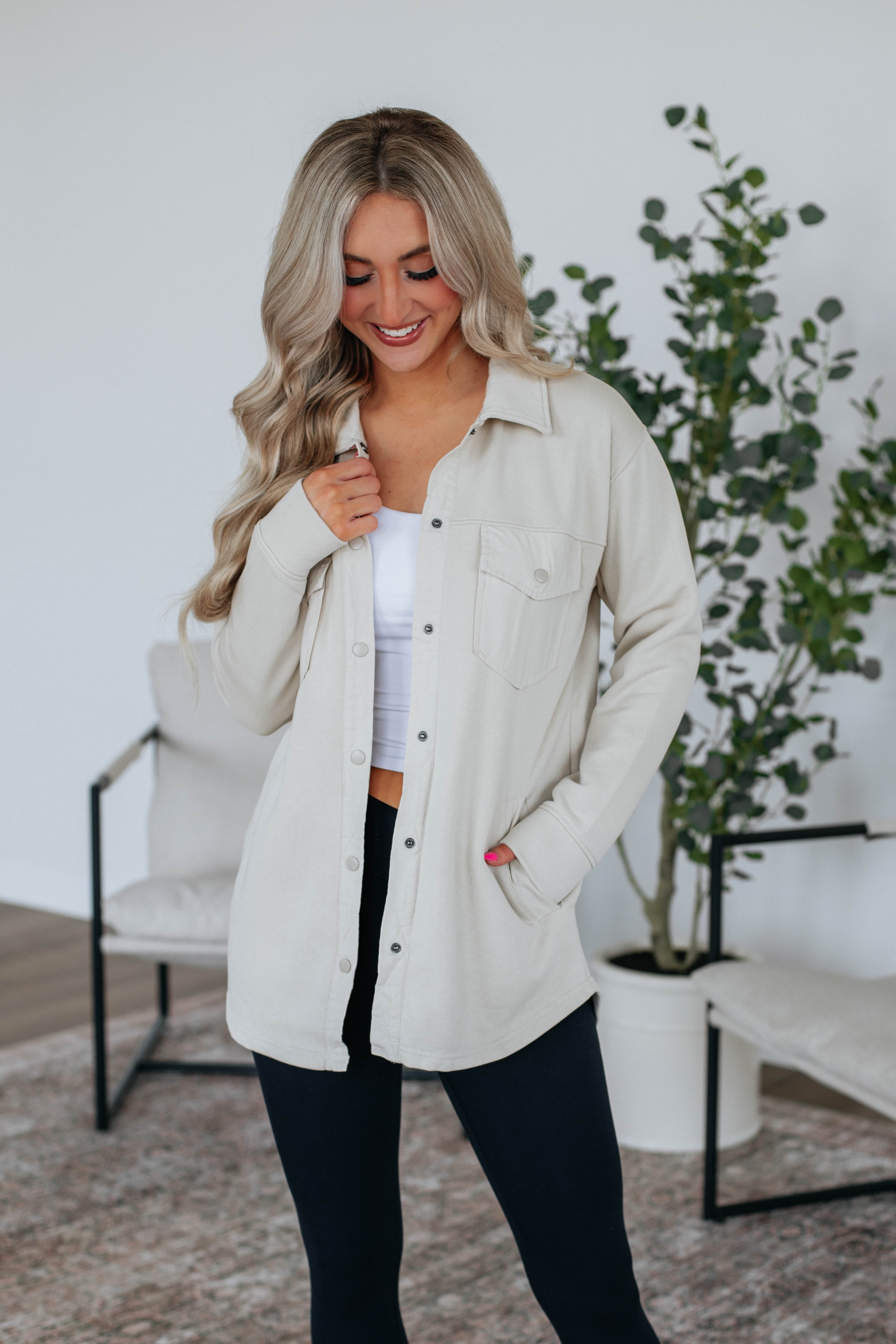 Venus Snap Shacket - Natural - Walmart.com