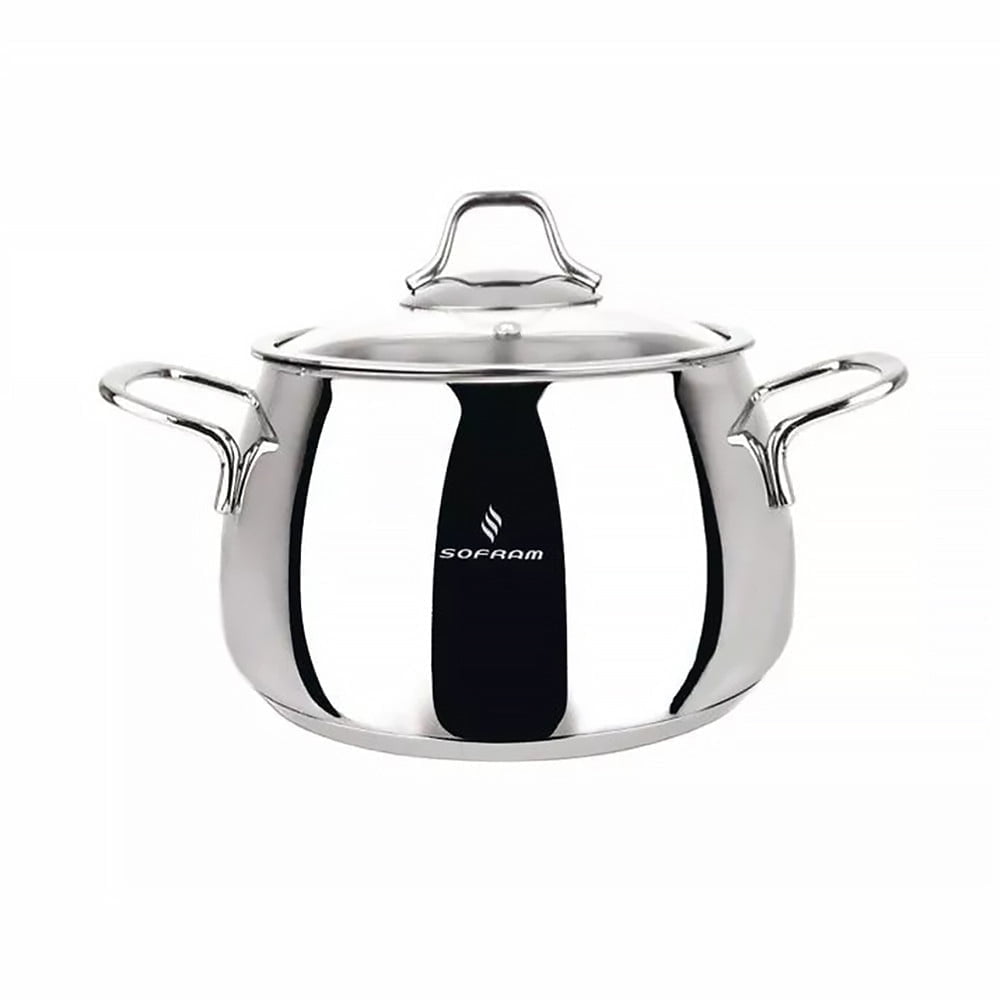 Venus Stainless Steel Deep Stock Pot with Glass Lid 4-qt. (3.8 L) Soup ...