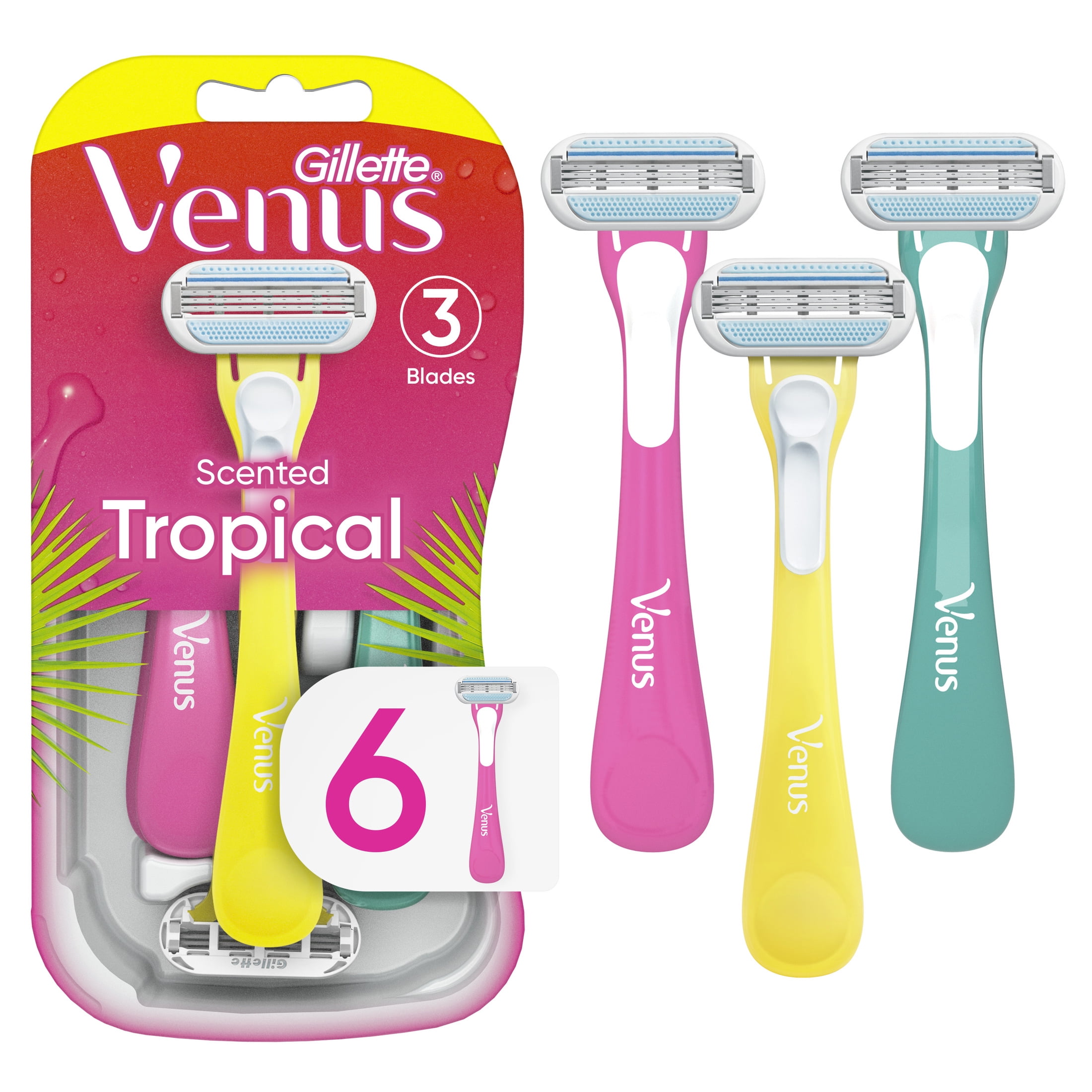 Venus Women's Disposable Razor 3 Blades with Pivoting Head 6 Count ...