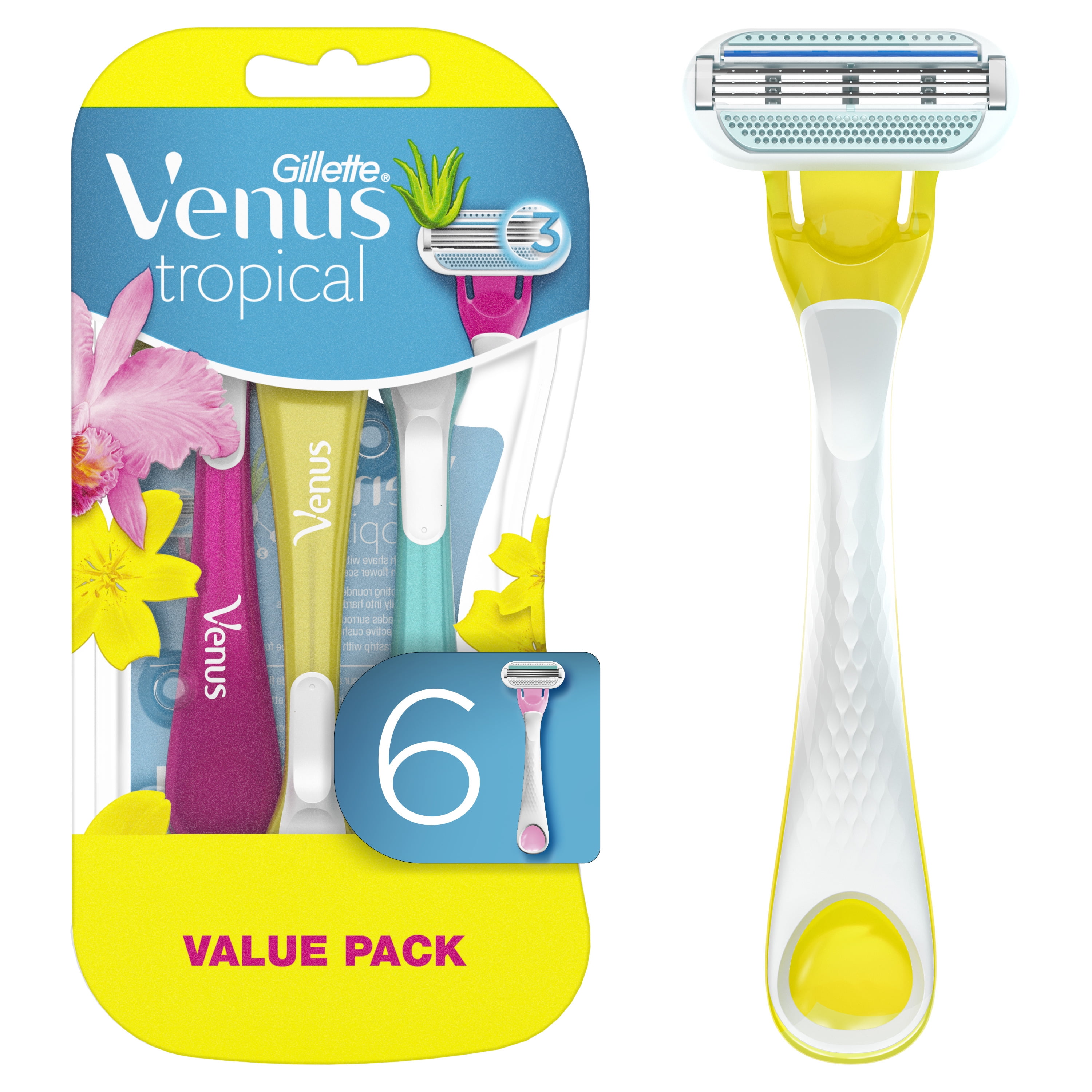 Venus Tropical Women's Disposable Razor, 6 Count - Walmart.com