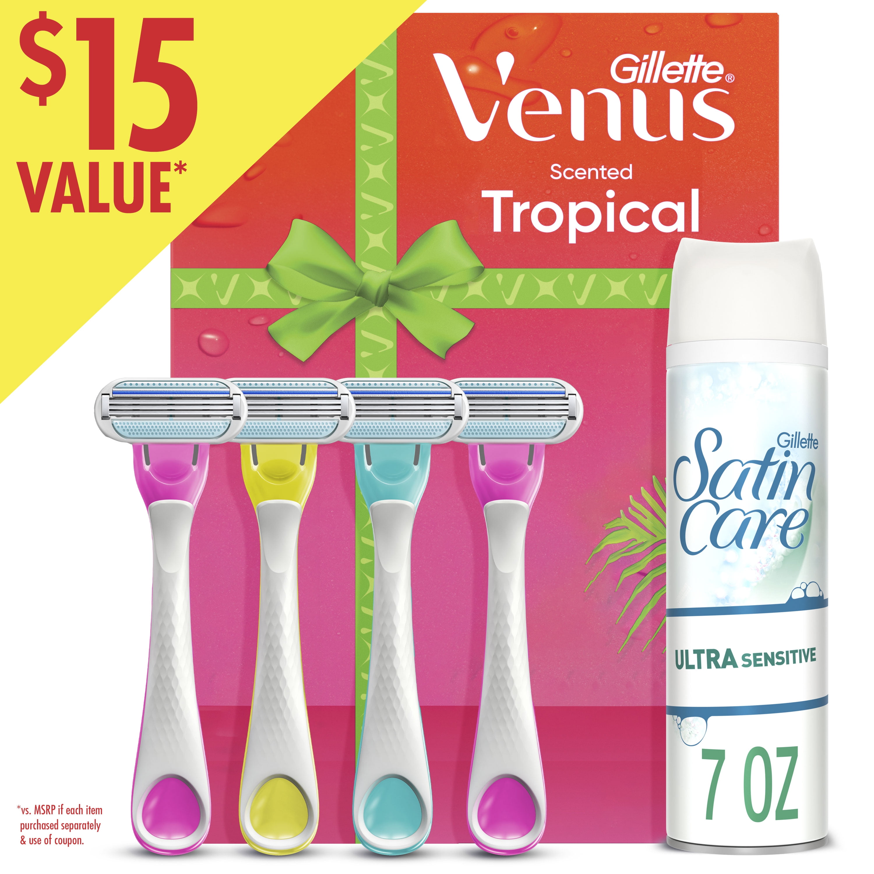 Venus Tropical Women's Disposable Razors 4 Count + Ultra Sensitive ...