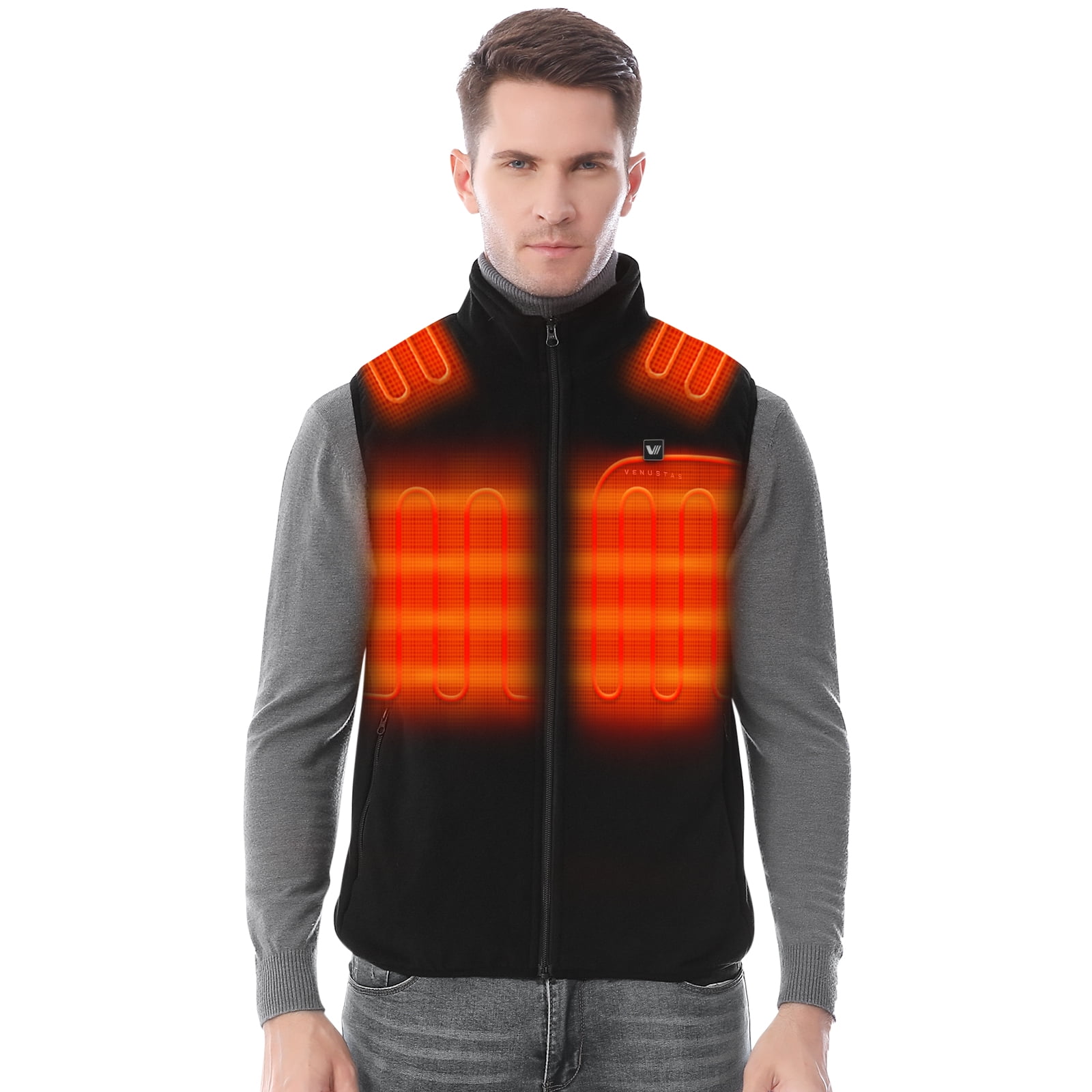 Venustas Men's Fleece Heated Vest with Battery Pack 7.4V, Lightweight ...