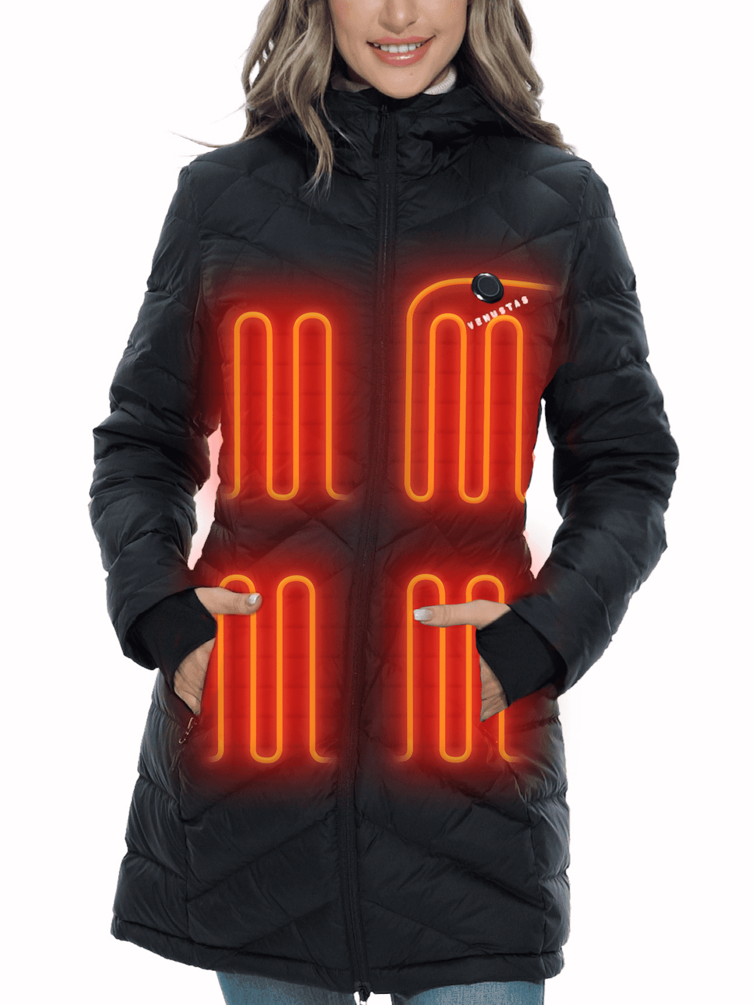 Venustas Women's Self-Warming Rechargeable Heated Down Jacket with 7.4V ...