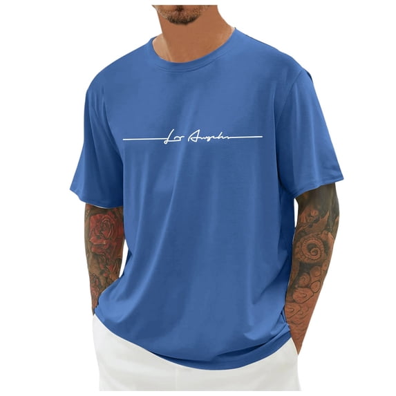 Venzia Men’s Oversized City Print T‑Shirt – Summer Crew Neck Short ...