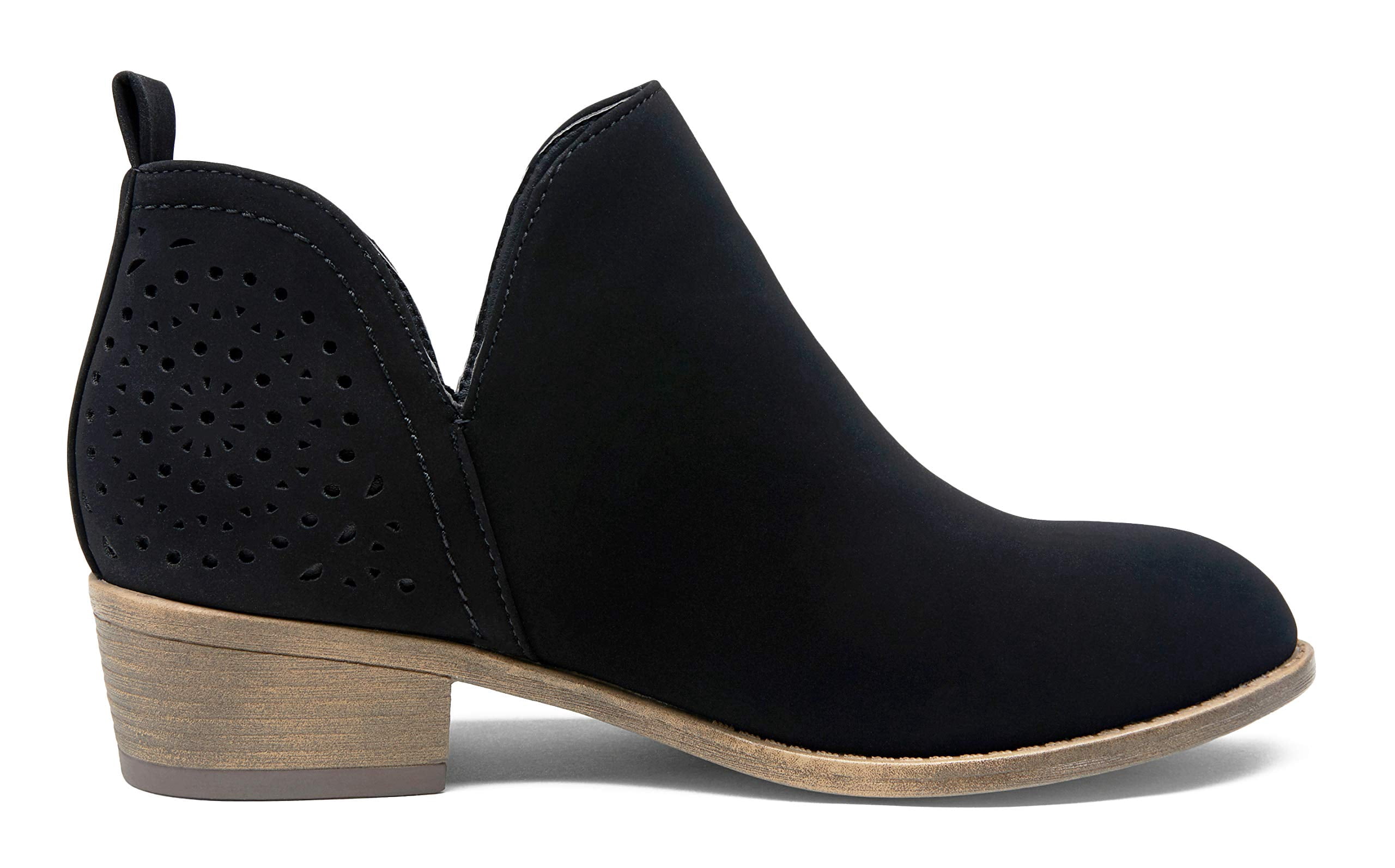 Vepose Women's Leather Ankle Boots, Low Heels Chunky Cutout Booties ...