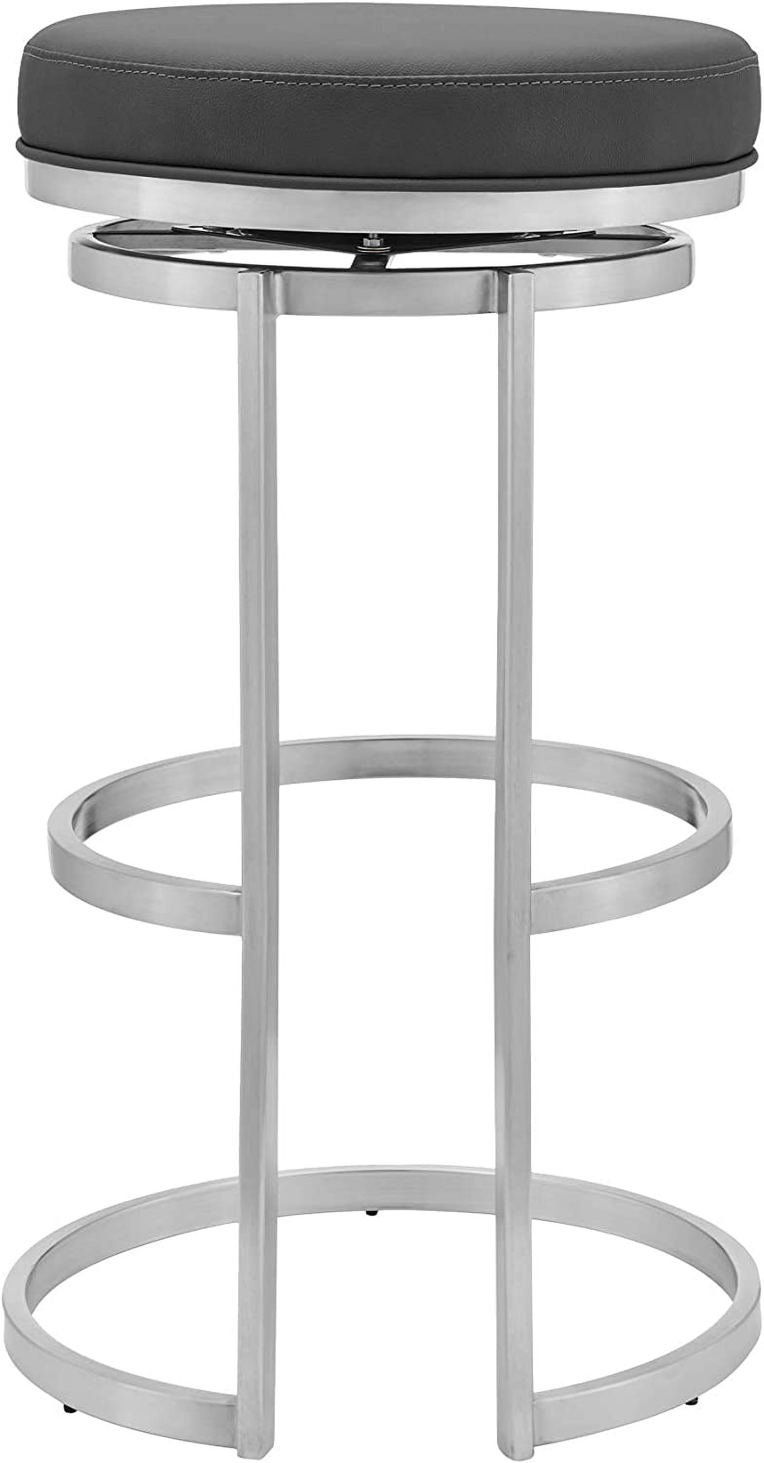 Ver 30" Gray Faux Leather Brushed Stainless Steel Swivel Bar Stool ...