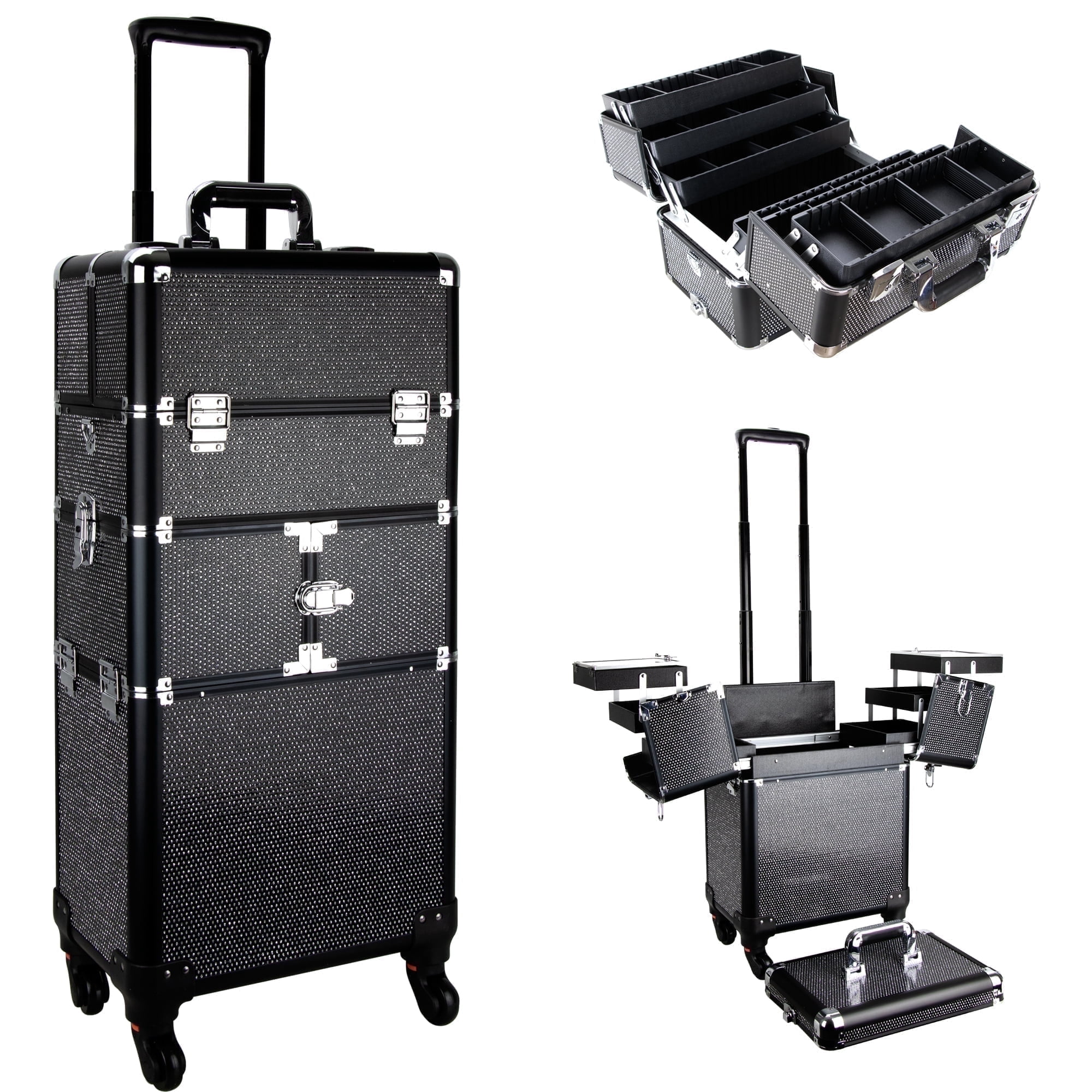 Ver Beauty 2 in 1 Rolling Makeup Trolley with Extendable Trays & Bottom ...
