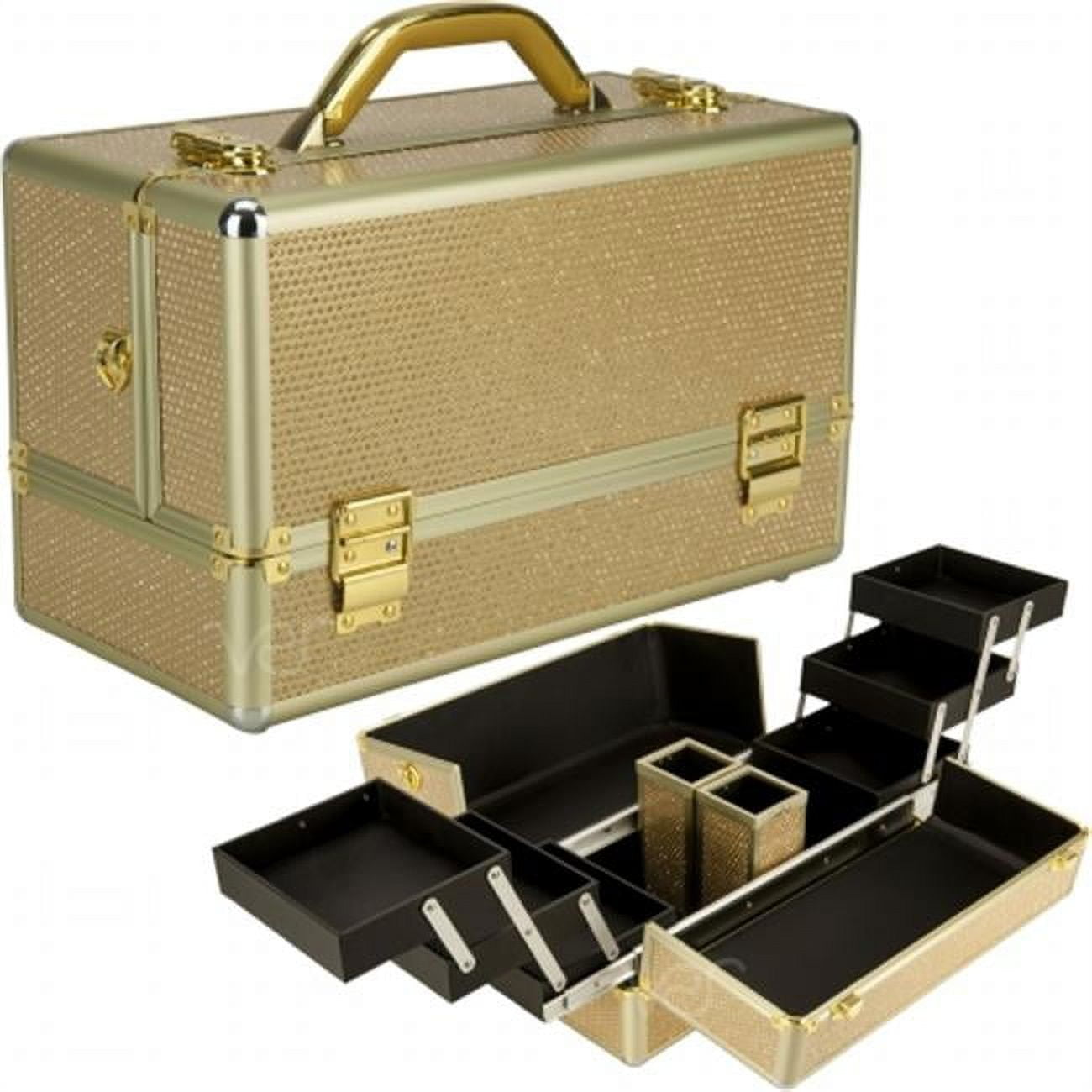 Ver VK3201KLGL Gold Krystal Pattern 6-Tiers Easy Slide Accordion Trays ...