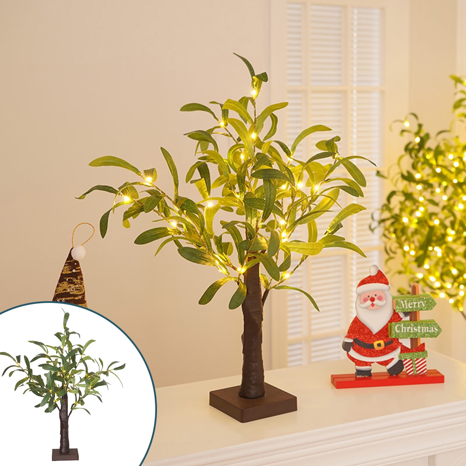 Utoimkio 21.5 Inch Artificial Fall Tree Lighted Maple Tree Lights ...