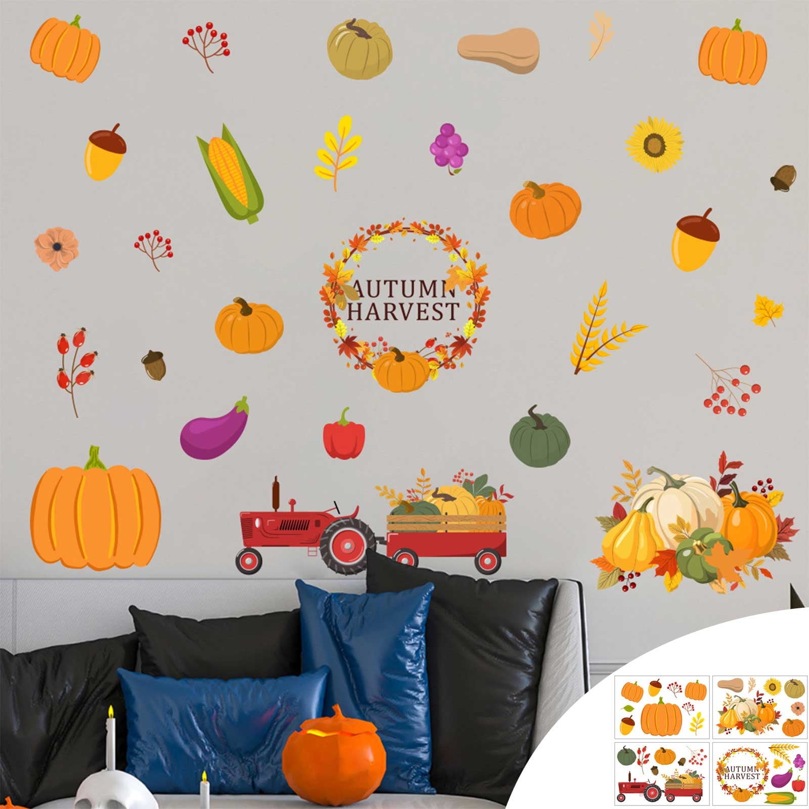VerPetridure 4Pcs Thanksgiving Window Stickers Thanksgiving Window ...