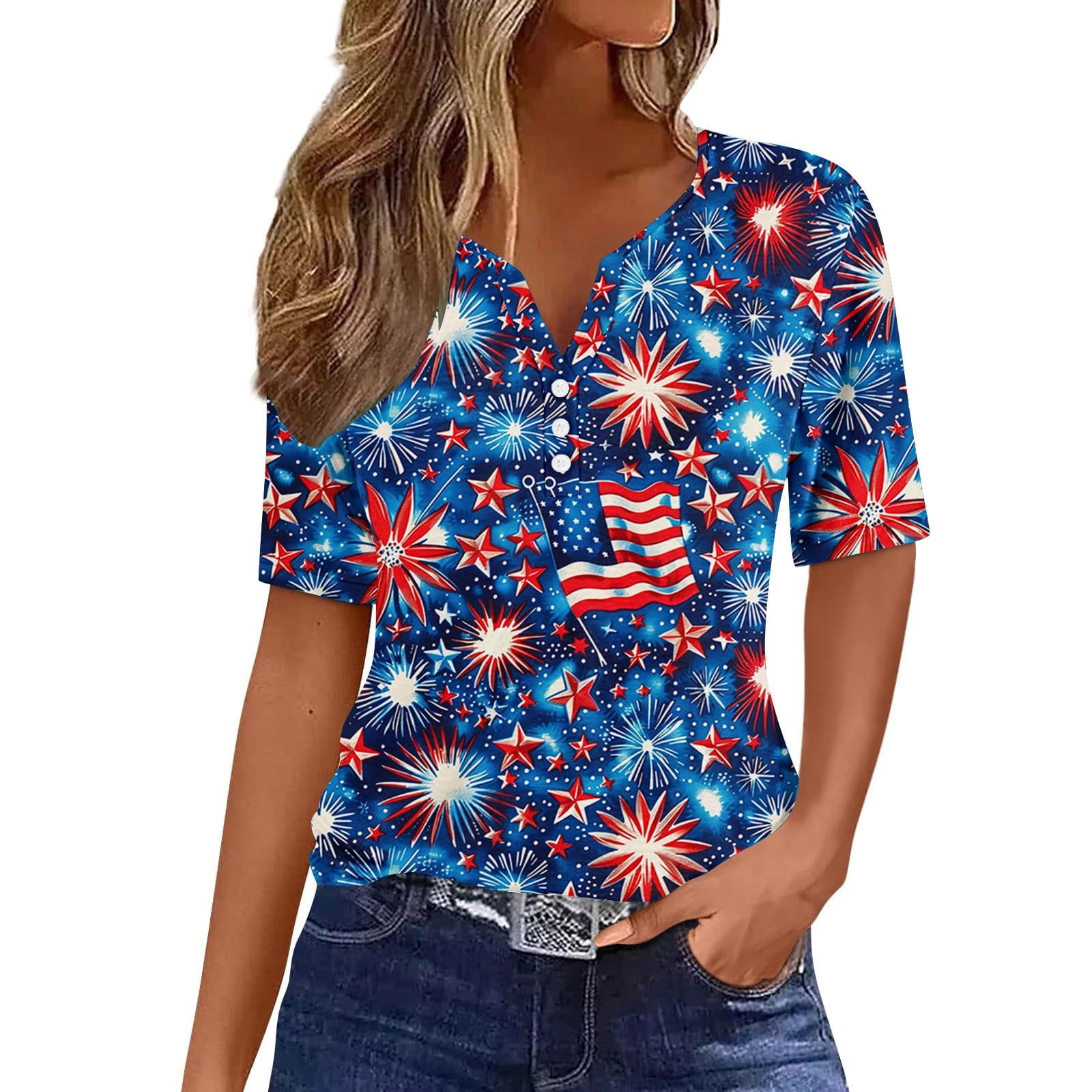 VerPetridure American Flag Shirts for Women 4th of July T Shirt Funny ...