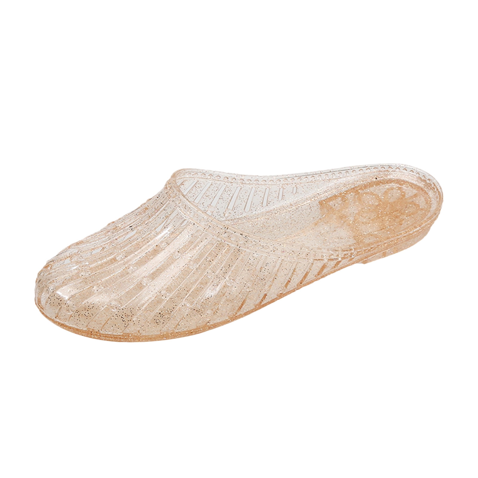 VerPetridure Women's Closed Toe Flat Jelly Slide Sandals Glitter Clear ...