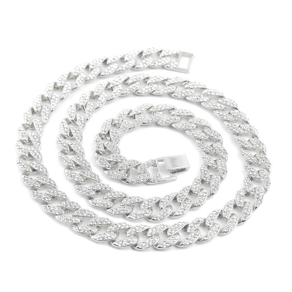 VerPetridure Crystal Gold Finish Miami Cuban Link Chain Men Hip hop ...
