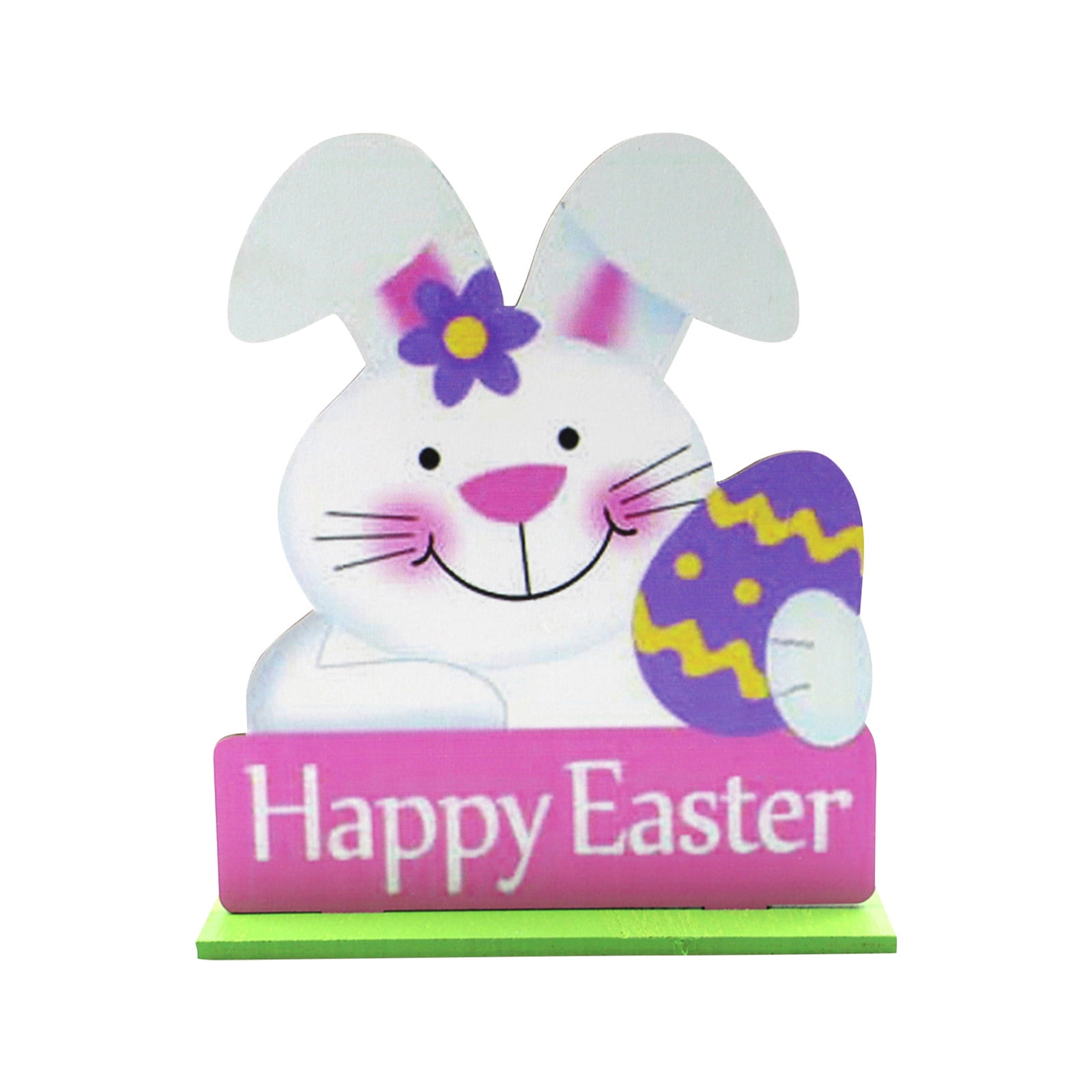 VerPetridure Easter Wooden Crafts Painted Rabbit Chick Tulips Eggs ...