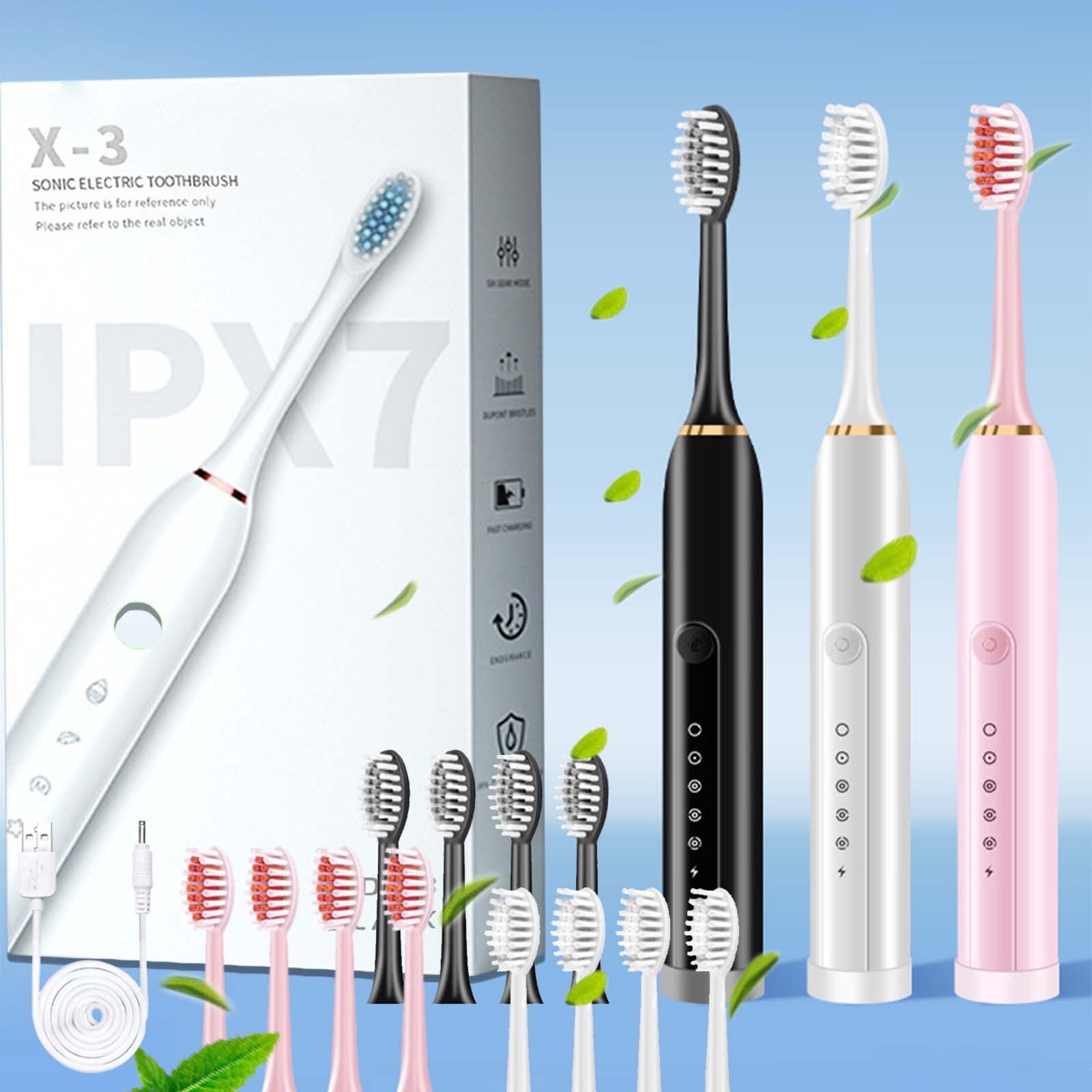 VerPetridure Electric Toothbrush Travel Waterproof Toothbrush with 4 ...