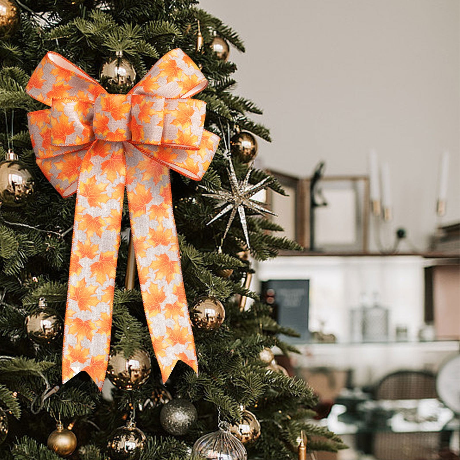 VerPetridure Fall Wreath Bows Thanksgiving Bows Maple Leaves Strips ...