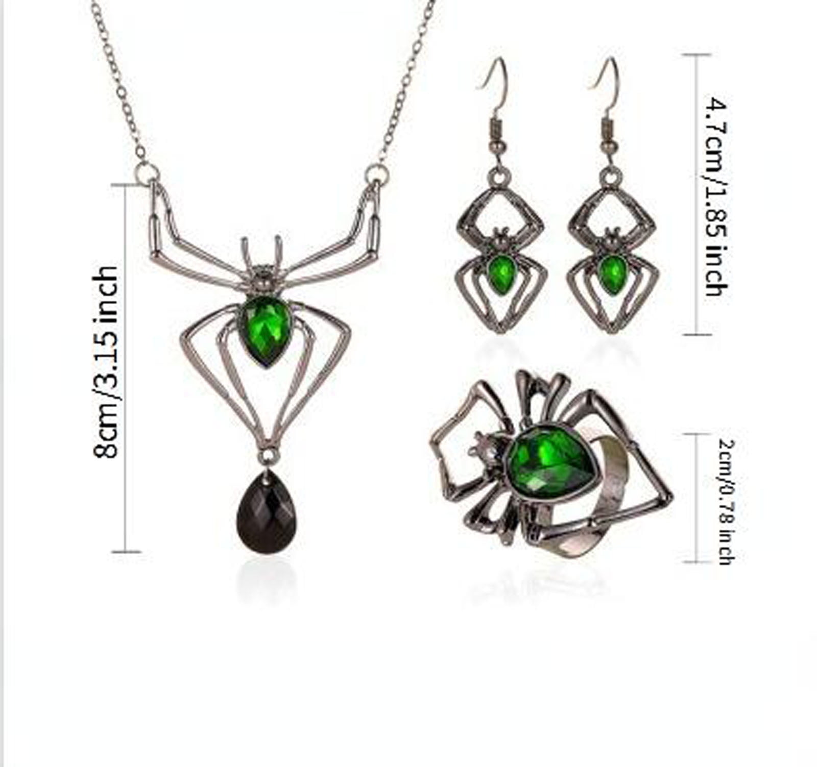 VerPetridure Halloween Jewelry Exaggerated Three-piece Spider Necklace ...