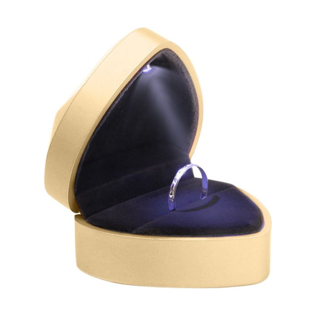 VerPetridure Heart Jewelry Ring Box Gold Heart Shaped Ring Protection ...