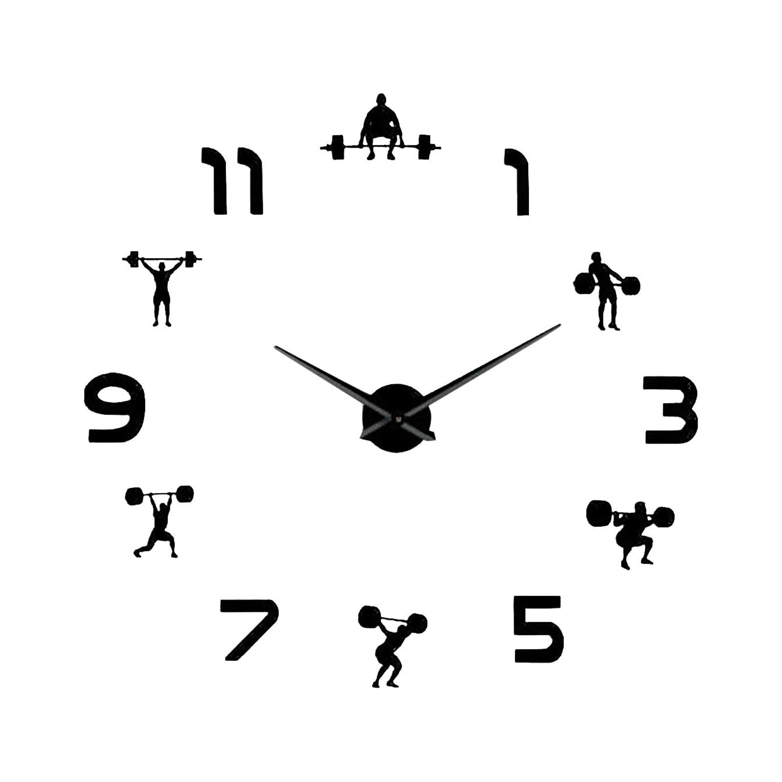 VerPetridure Large Fitness Wall Clock Diy Acrylic Clock Living Room ...