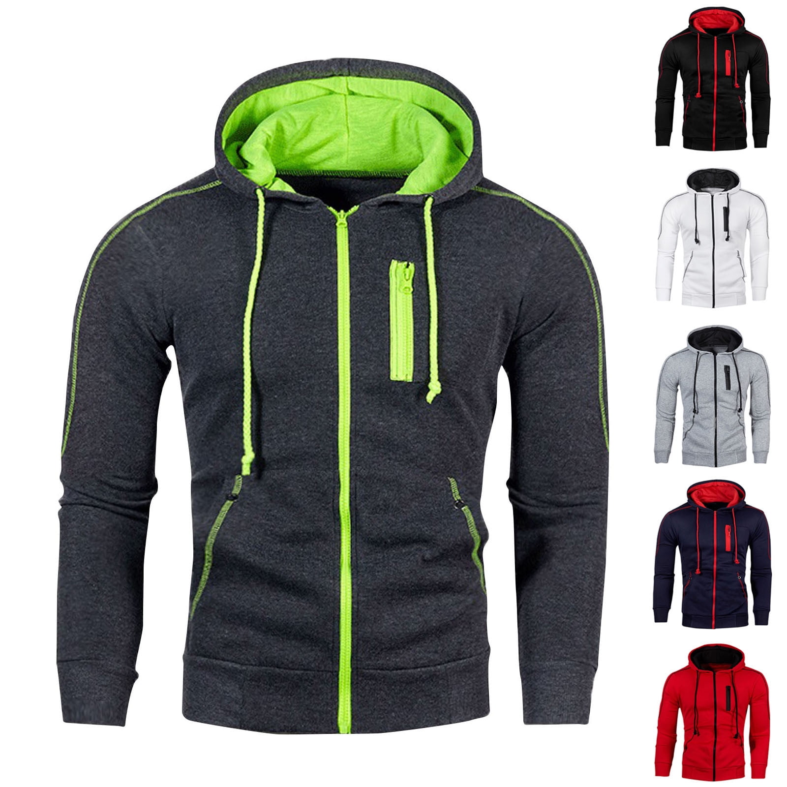 VerPetridure Men's Full Zipper Pullover Hoodies Long Sleeve Drawstring ...