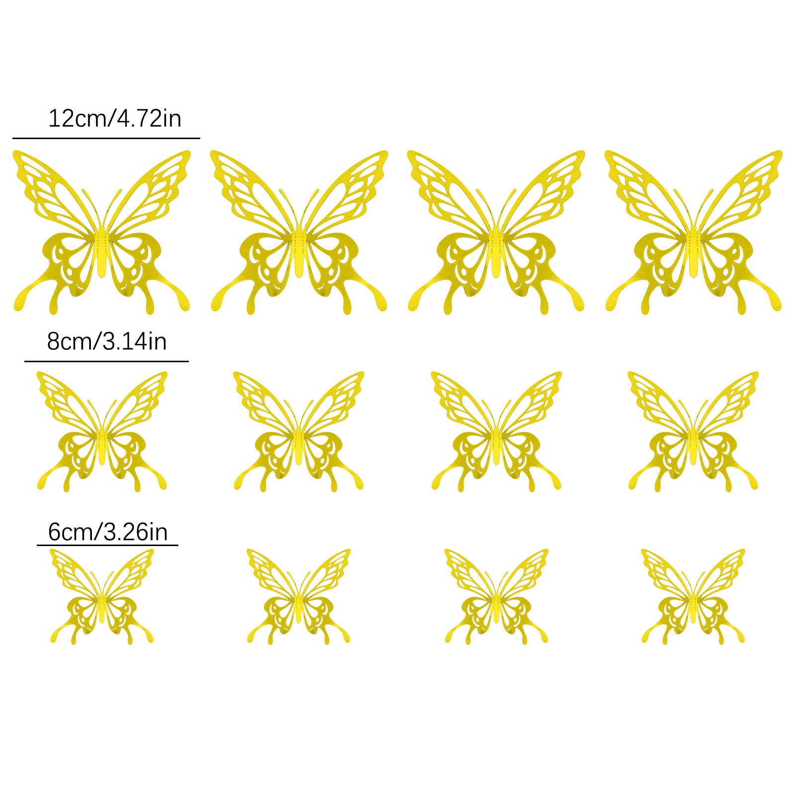 VerPetridure Metal Texture 3D Hollow Simulation Butterfly Hb019 Gold 3D ...