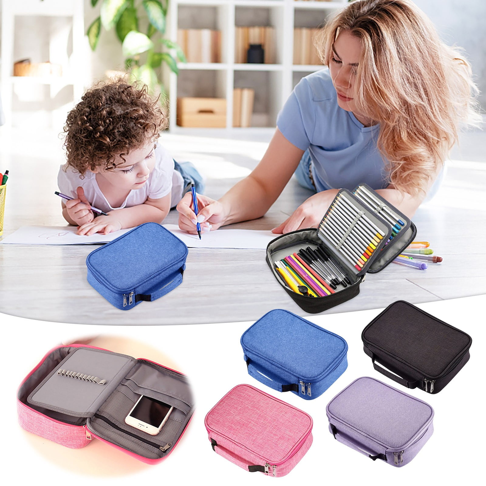 VerPetridure Portable Canvas Pencil Case 72 Slots Pencil Pouch Multi ...