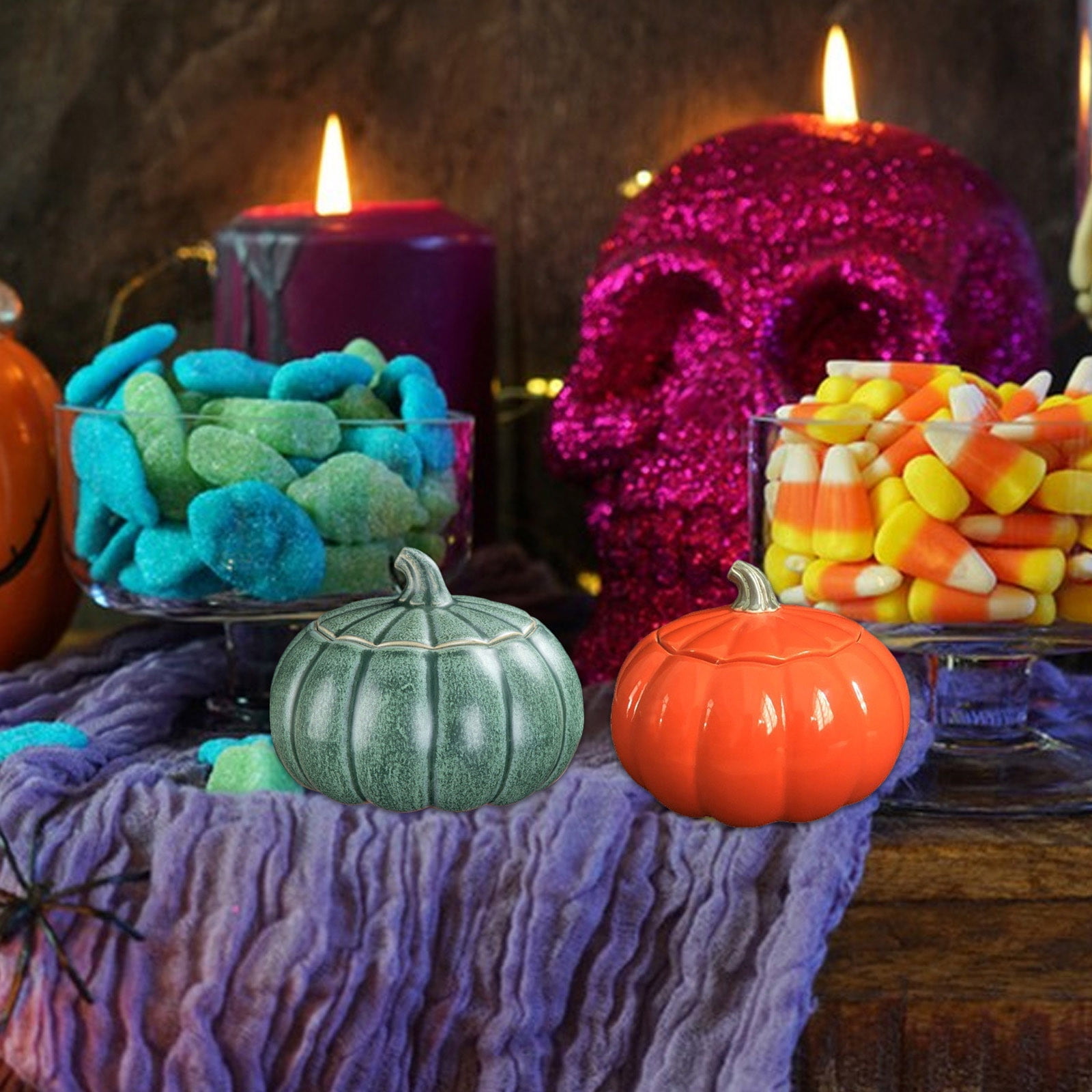 Utoimkio Thanksgiving Ceramic Pumpkins Candy Jars with Cover ...