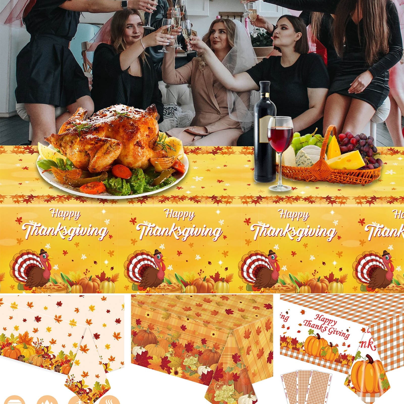 VerPetridure Thanksgiving Tablecloth Maple Leaves Print Tablecloth ...