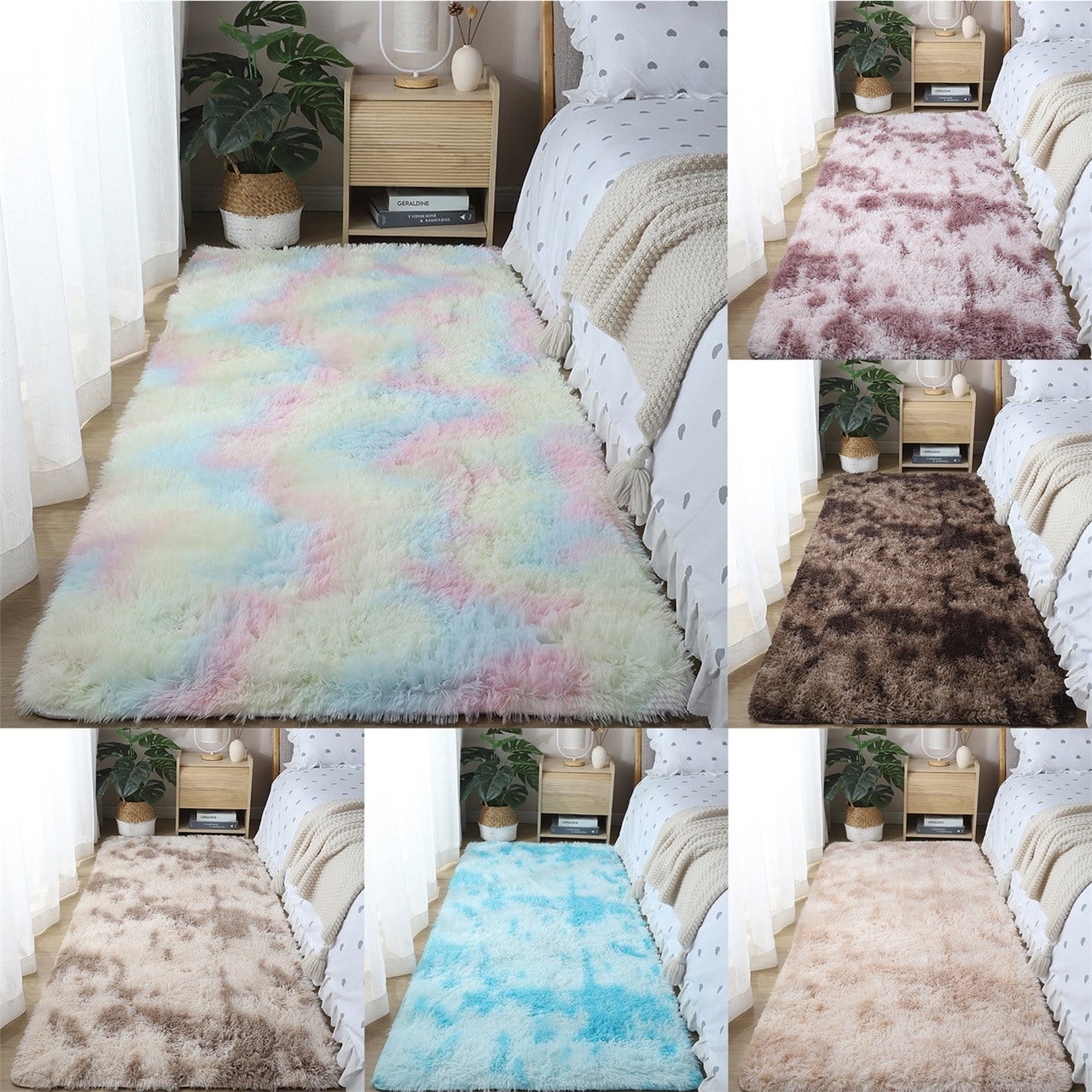 VerPetridure Tie-Dye Soft Plush Area Rugs for Bedroom,Modern Plush ...