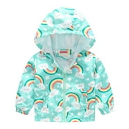 Infant & Toddler Girls Blue Rainbow Print Hooded Ski Jacket Puffer Coat ...