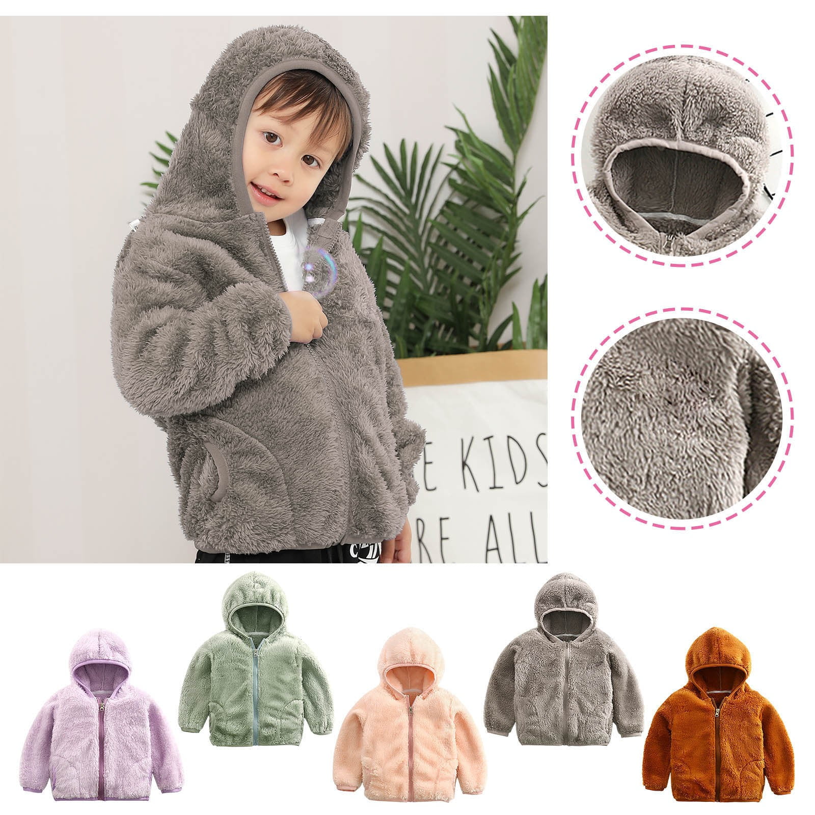 VerPetridure Toddler Baby Girl Boy Fleece Hooded Jacket Infant Cute Zipper Up Snowsuit Winter ...