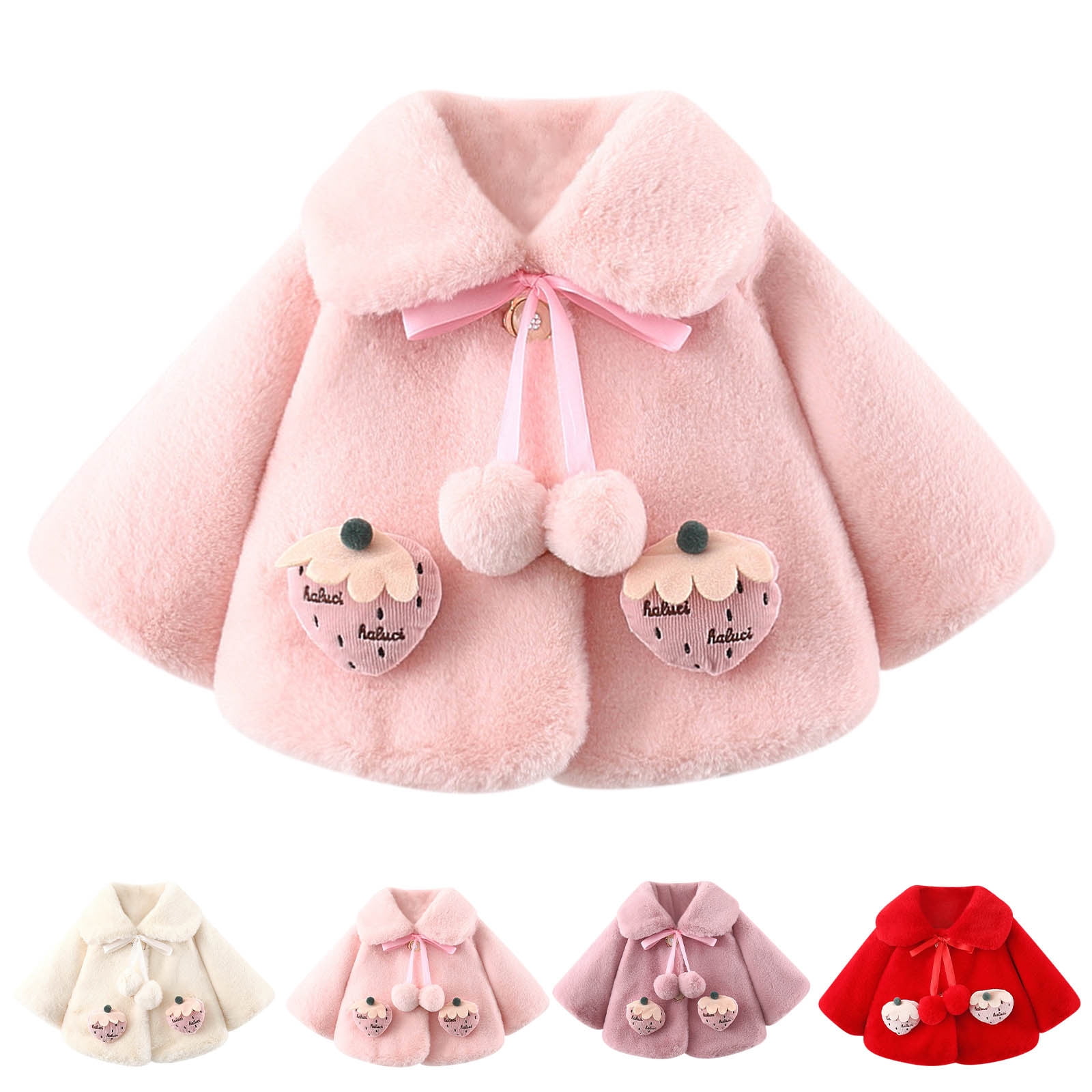 VerPetridure Toddler Baby Girls Plush Hooded Poncho Cape Cute ...