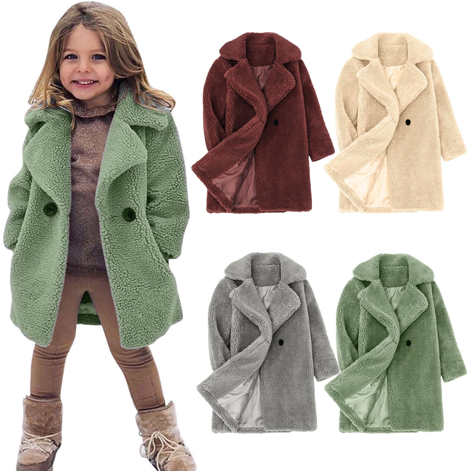 VerPetridure Toddler Baby Girls Winter Wool Coat Outdoor Warm Button ...