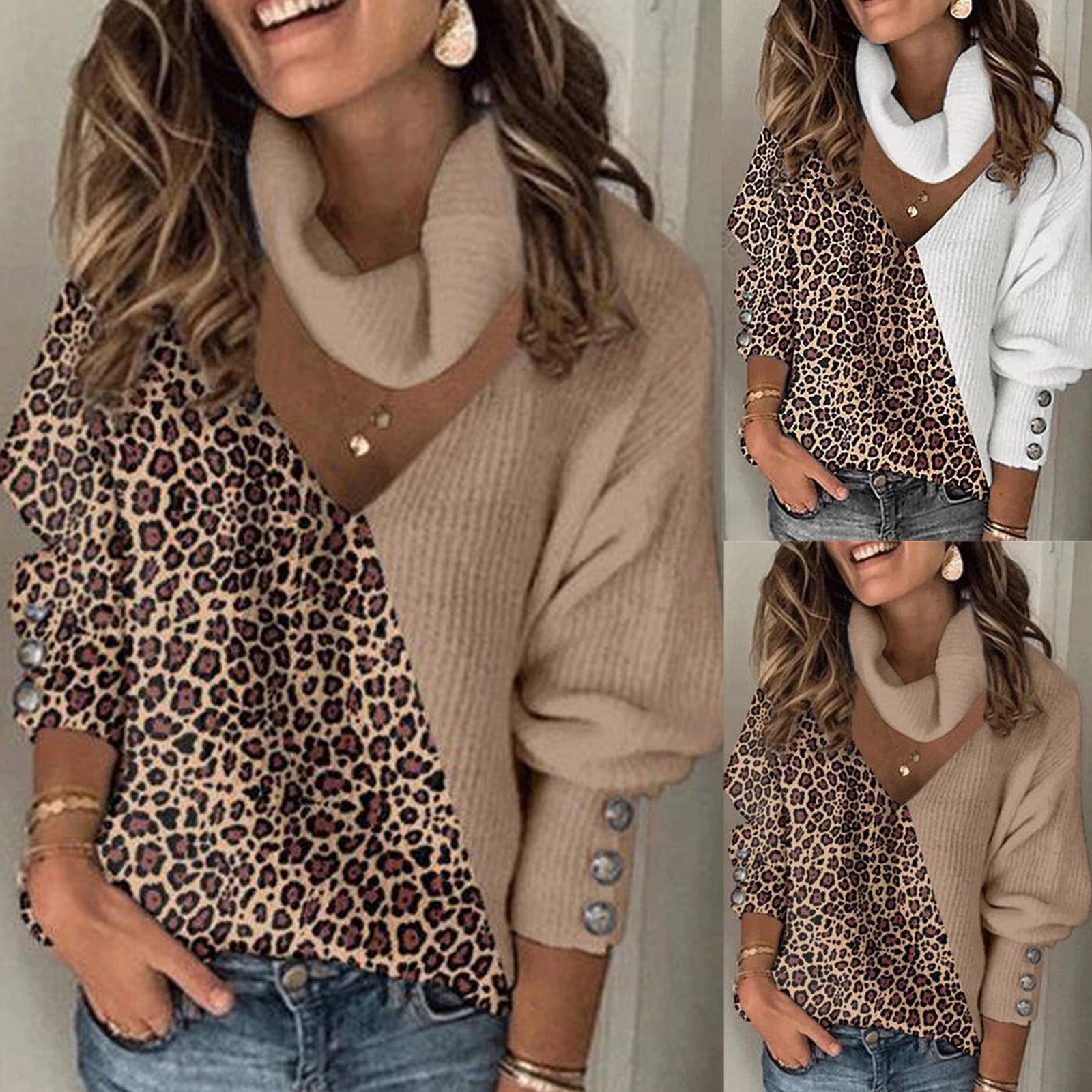 VerPetridure Turtleneck Sweaters for Women Clearance Patchwork Hollow ...