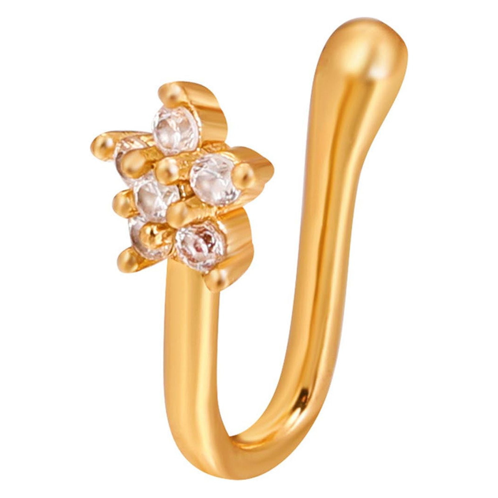 VerPetridure U Shaped Fake Nose Ring Diamond Studded Butterfly Nose ...