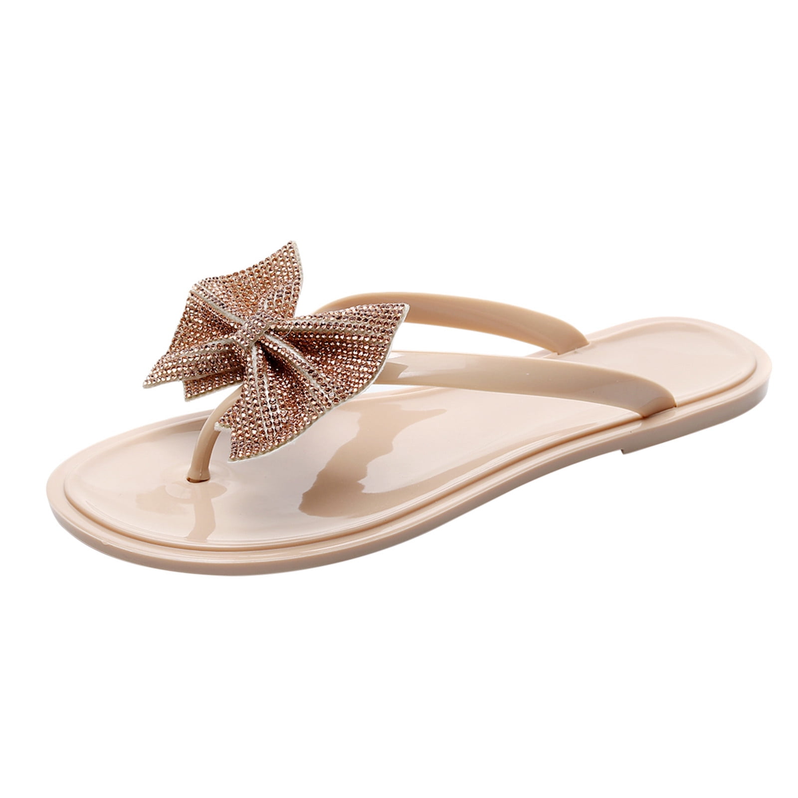 VerPetridure White Sandals Women Summer New Flip Bowknot Flash Diamond ...