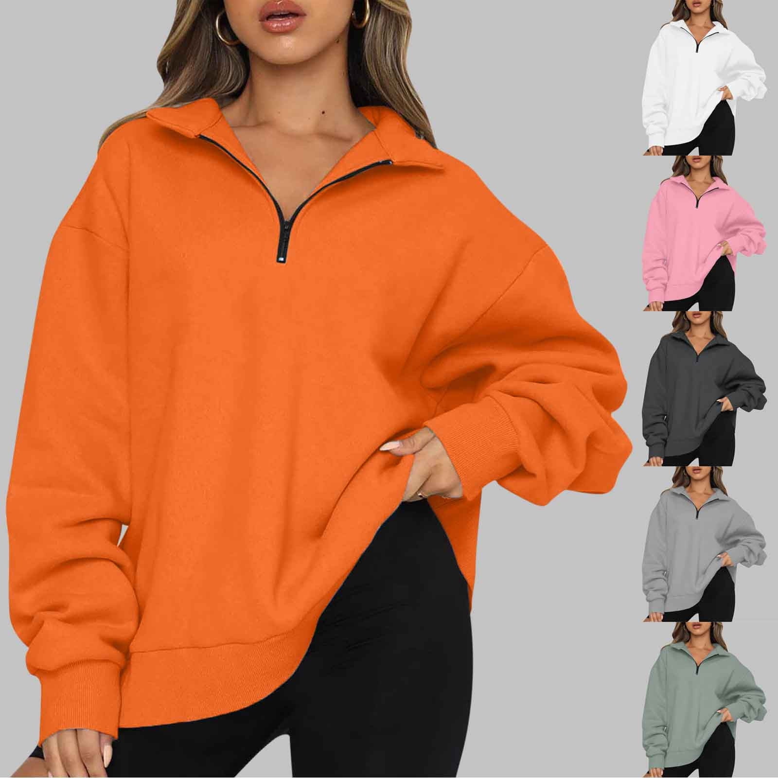 VerPetridure Women's Oversized Sweatshirts Quarter Zip Long Sleeve ...