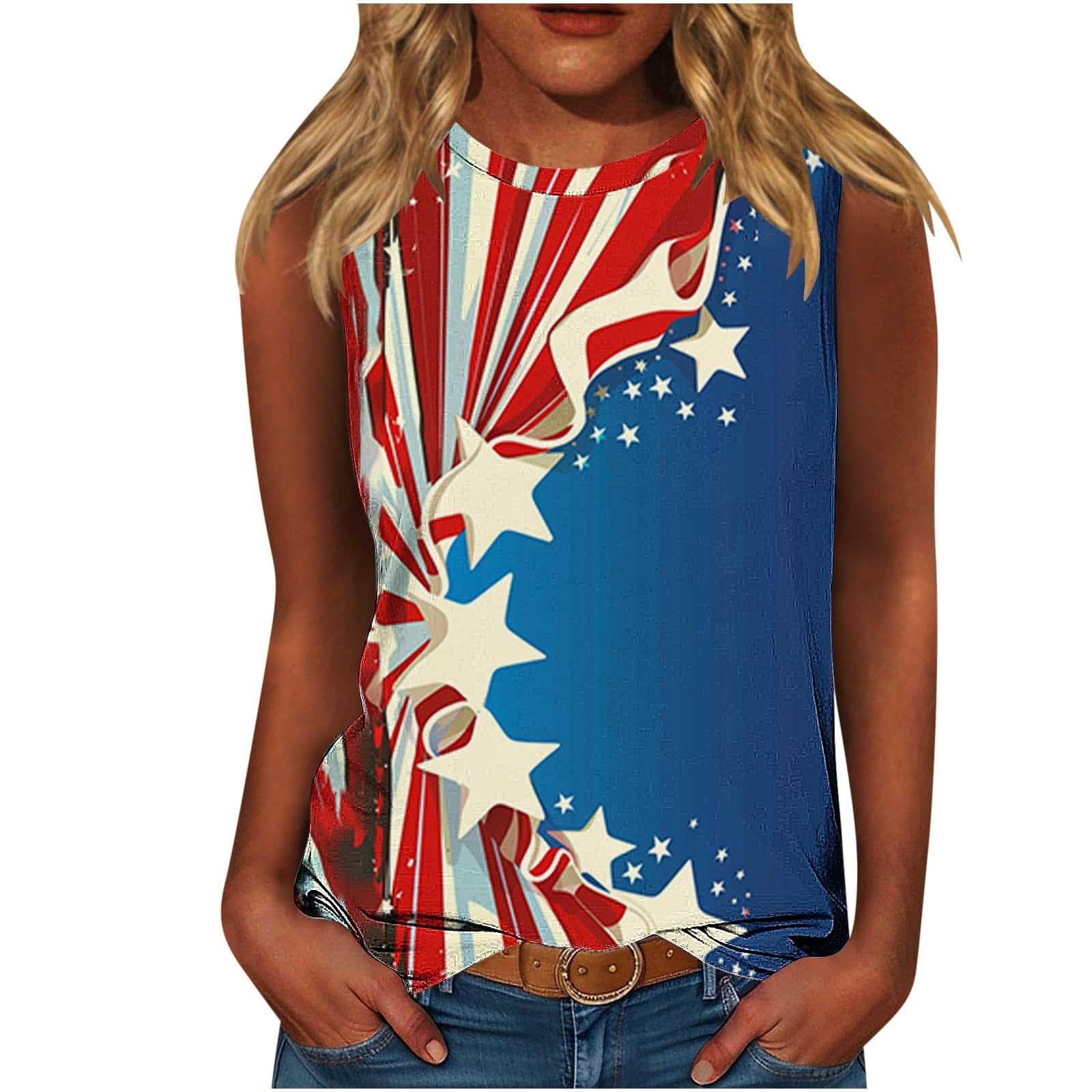 VerPetridure Womens American Flag Tank Tops Patriotic Shirts for Women ...