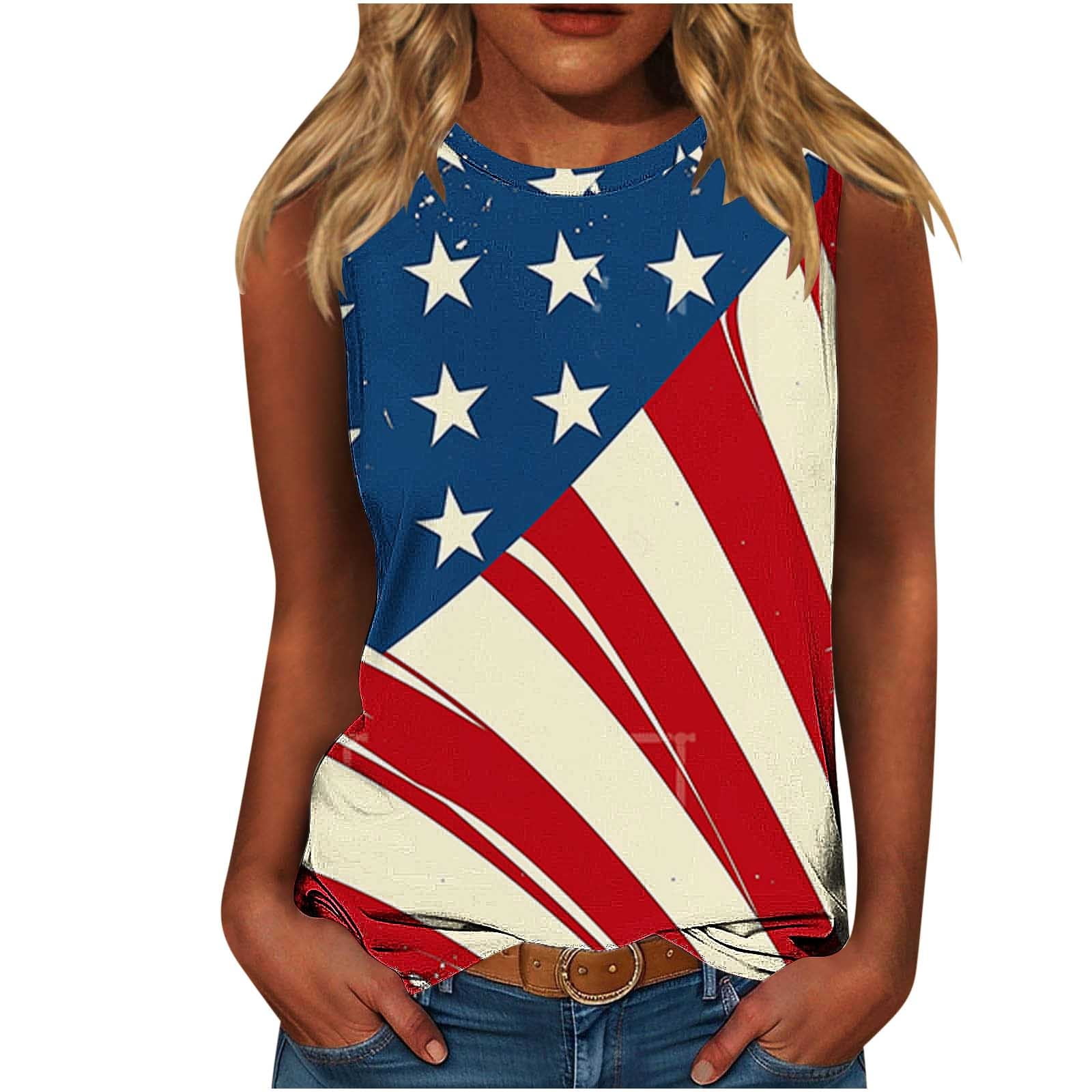 VerPetridure Womens American Flag Tank Tops Patriotic Shirts for Women ...