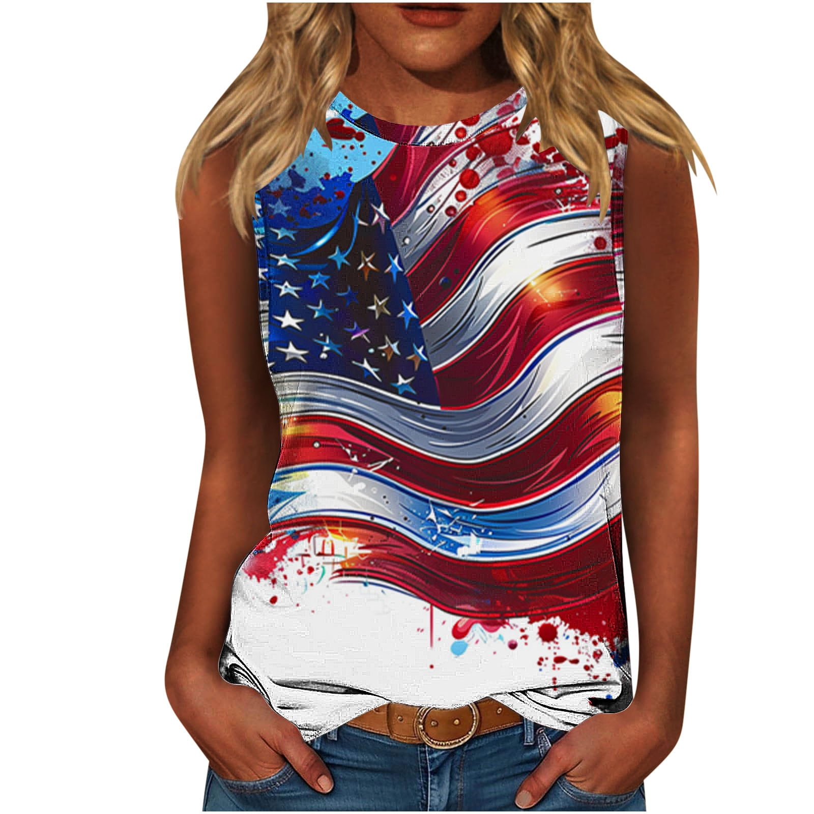 VerPetridure Womens American Flag Tank Tops Patriotic Shirts for Women ...
