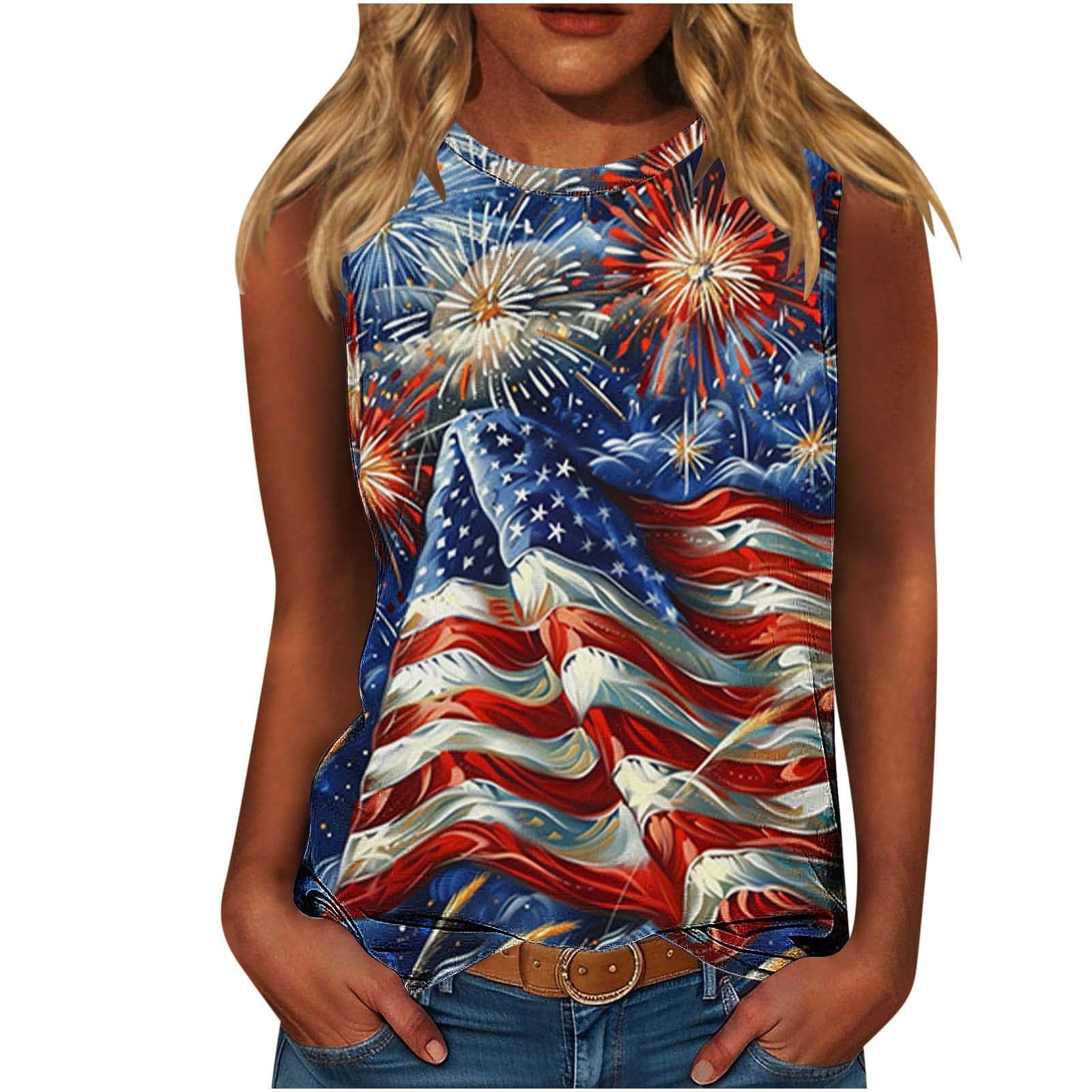 VerPetridure Womens American Flag Tank Tops Patriotic Shirts for Women ...