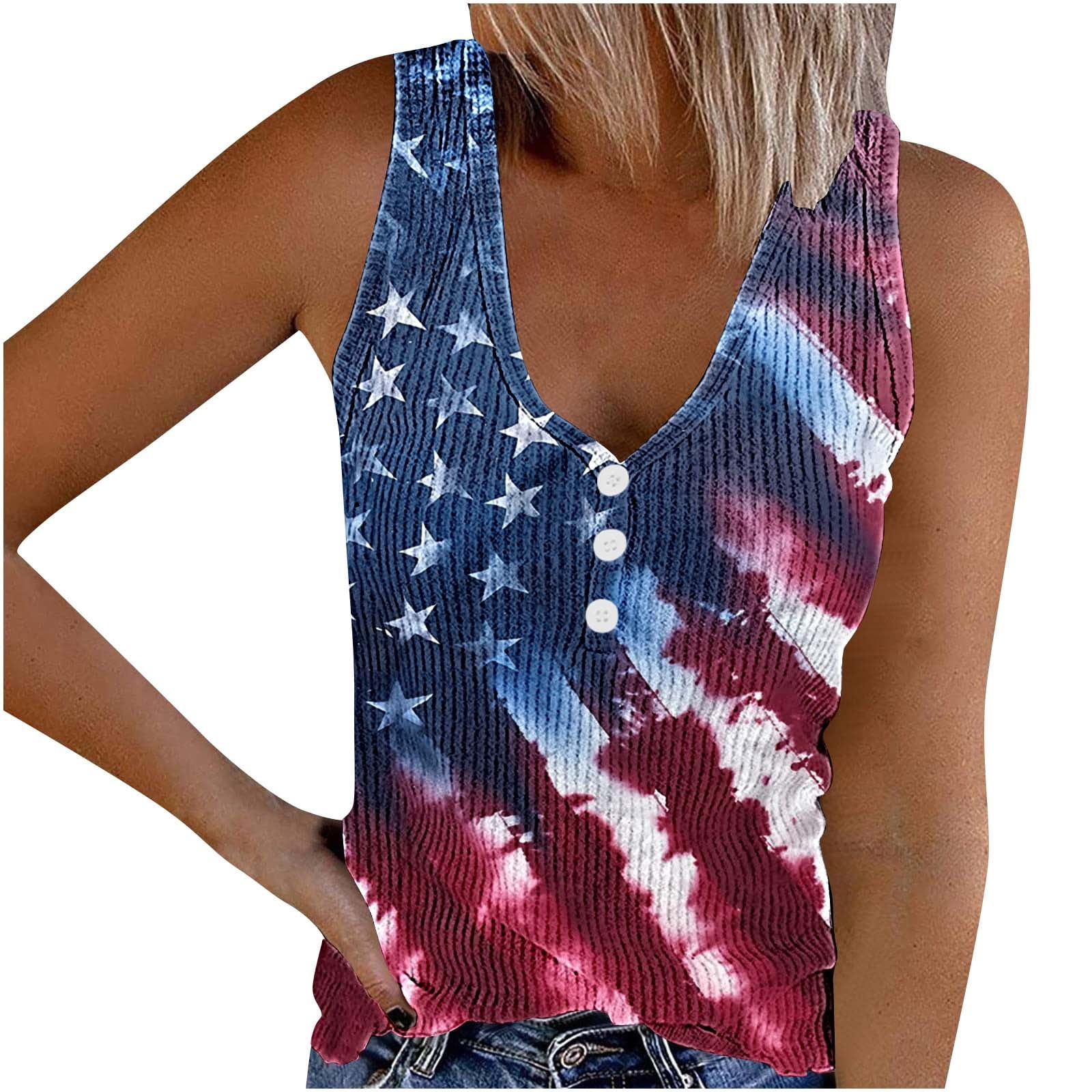 VerPetridure Womens American Flag Tank Tops Patriotic Shirts for Women ...