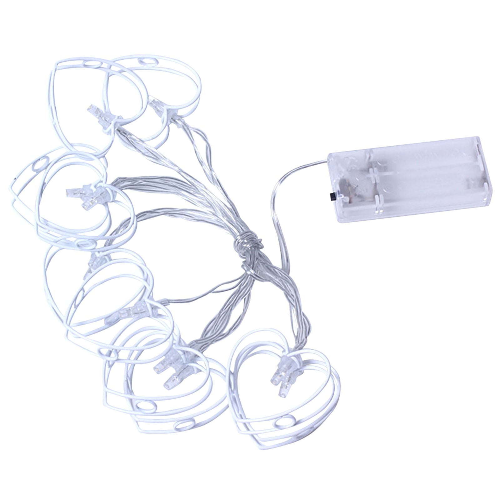 VerPetridure Wrought Iron String Lights Heart Decoration White 1.65M 10 ...