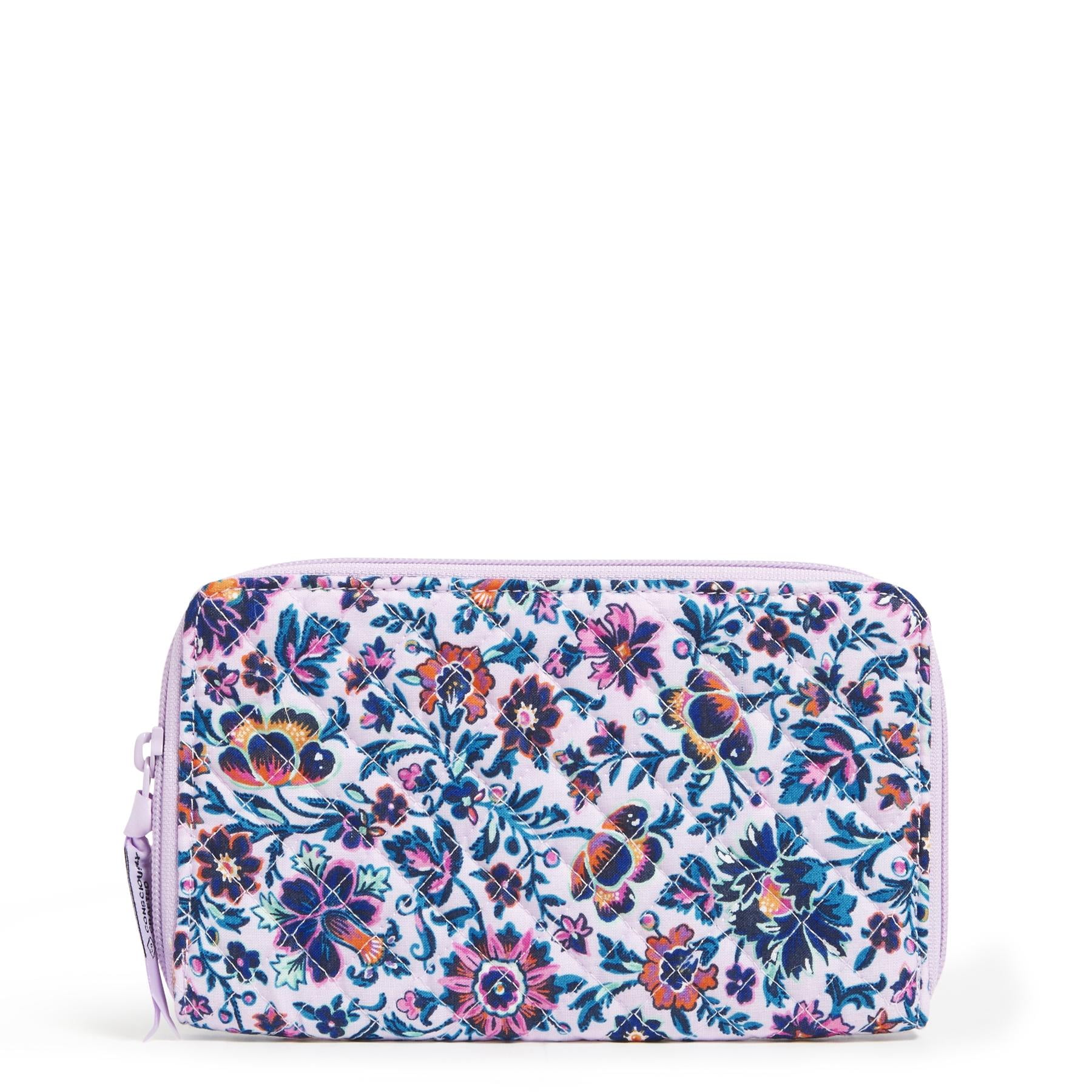 Vera Bradley Women's Cotton RFID Deluxe Travel Wallet Cloud Vine Multi ...