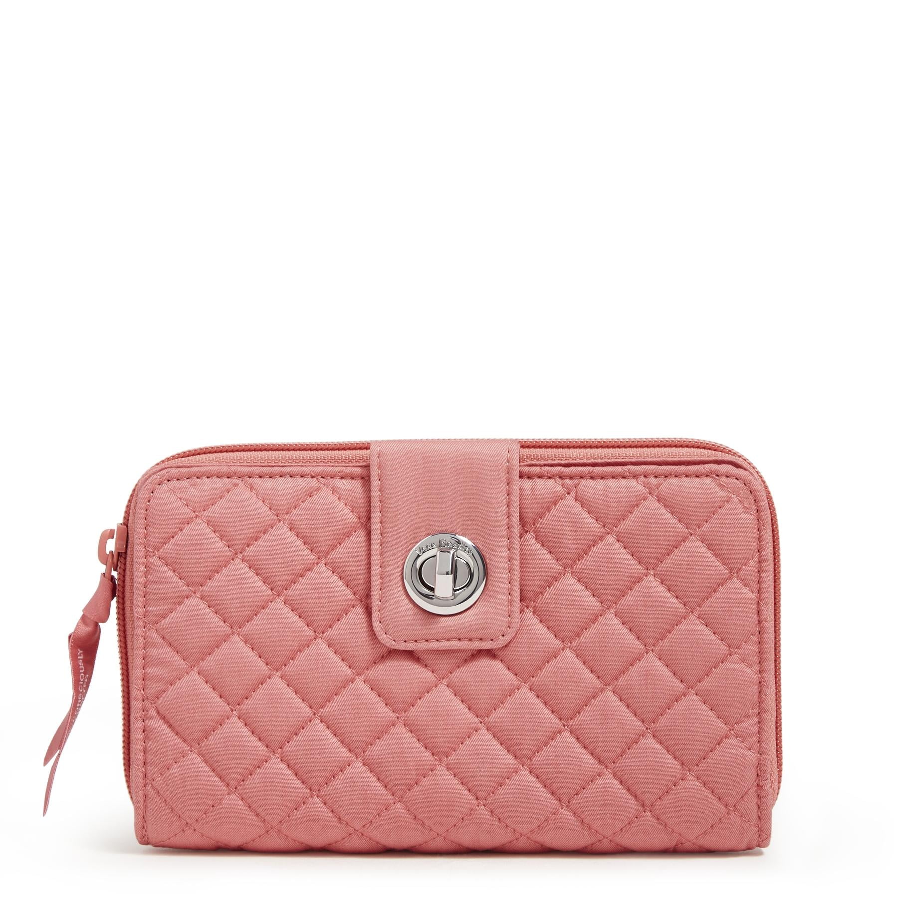 Vera Bradley Women's Cotton RFID Turnlock Wallet Terra Cotta Rose ...