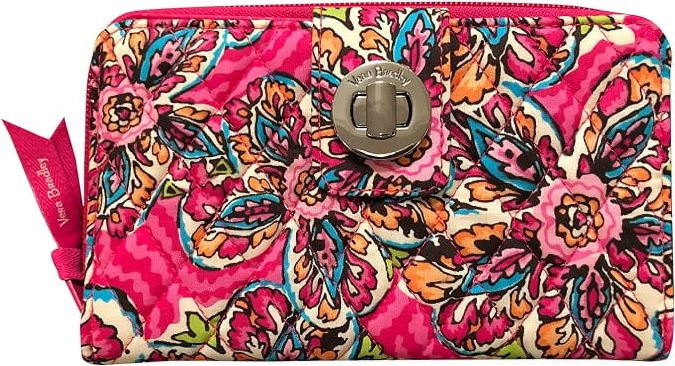Vera Bradley Women's Turnlock Wallet, Sunburst Floral, 7.5"L x 4.5"H x ...