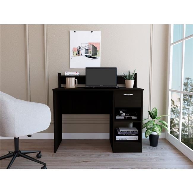 Vera Computer Desk with Top Open Shelf, 1-Drawer & 2-Storage Shelves ...